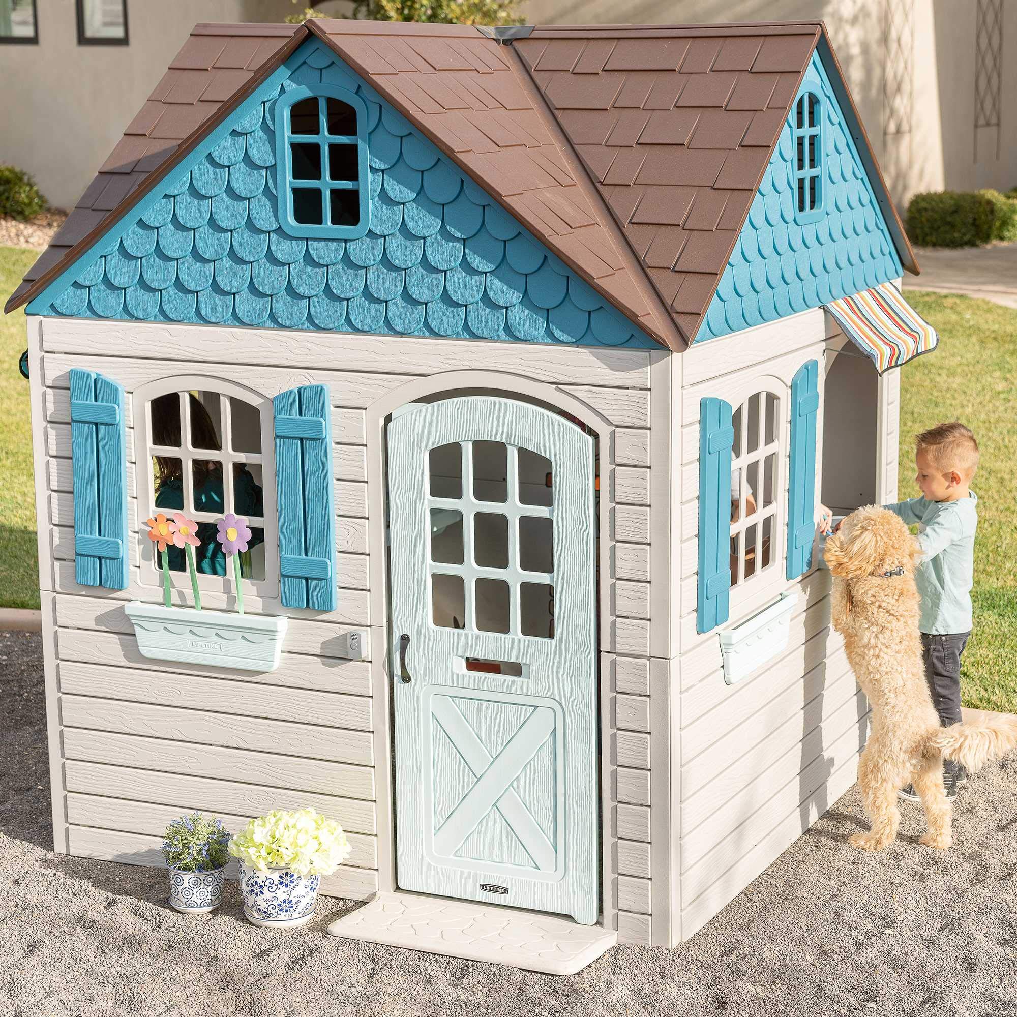 Lifetime Heavy Duty Plastic Outdoor Playhouse, 6ft x 6ft x 7 ft Tall ...