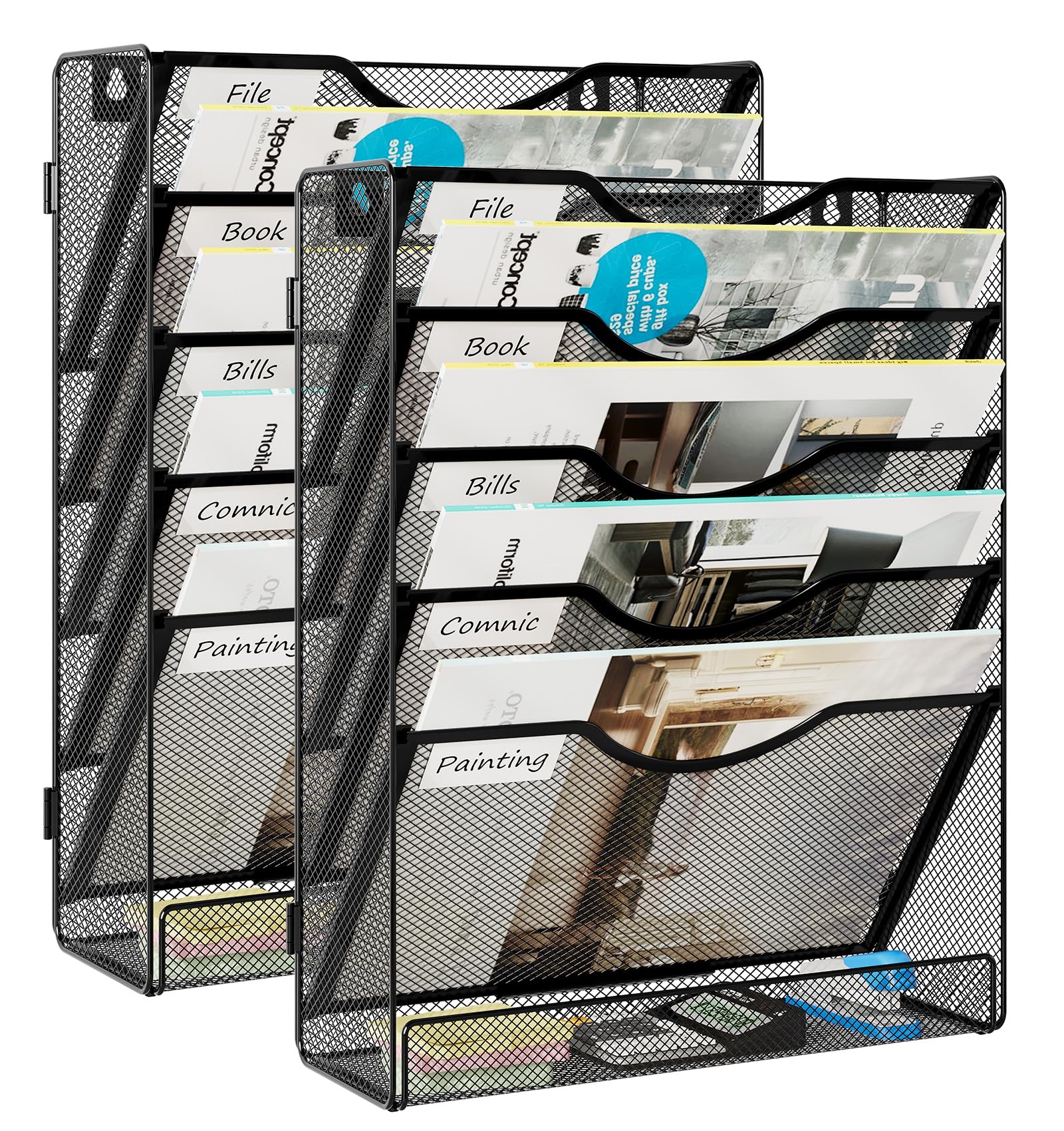 EasyPAG 2 Pack Office Supplies Wall File Organizer 5 Tier Assembly ...