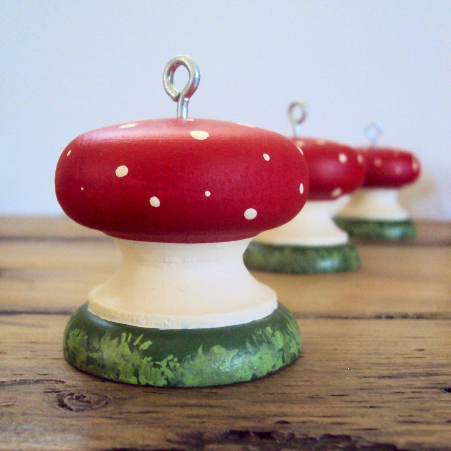 Amazon.com: Wooden Toadstool Ornament - Woodland Mushroom Decoration ...