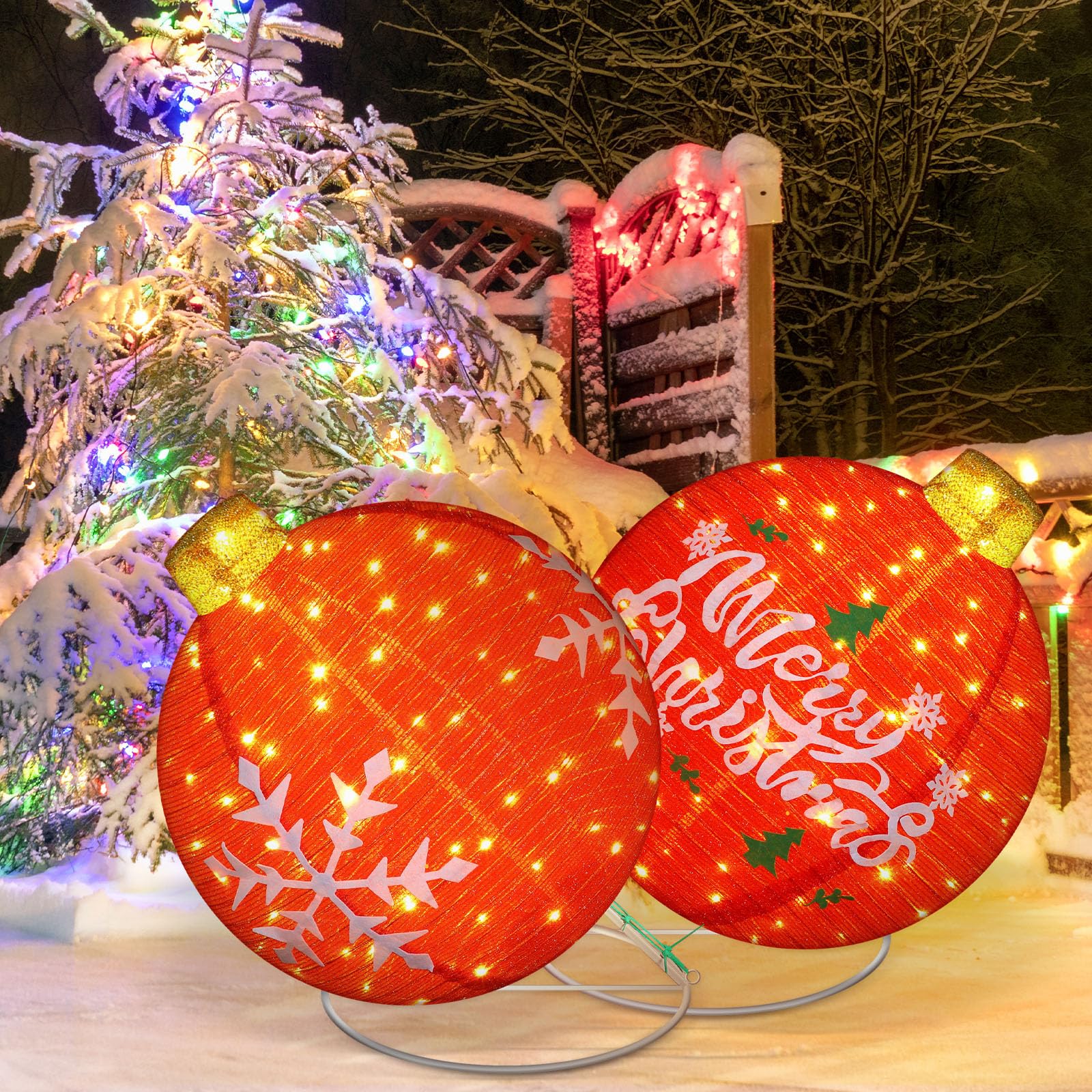 Rossesay 2 Pcs Lighted Pop up Outdoor Christmas Ornaments 24 Inch Large ...