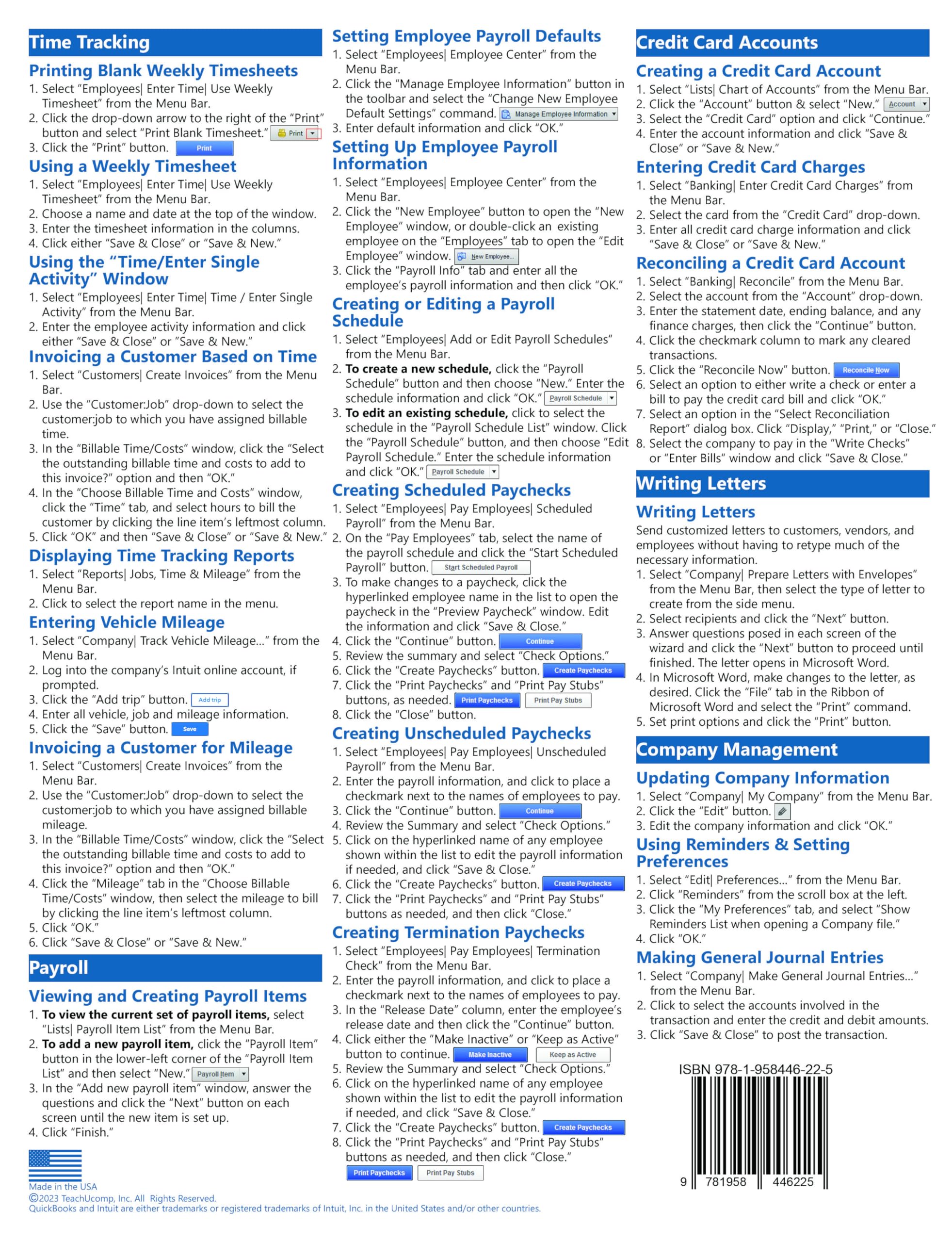 Mua QuickBooks Desktop Pro 2024 Quick Reference Training Card ...