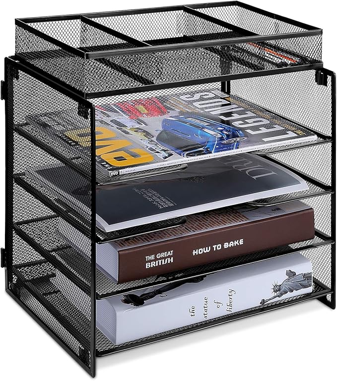Amazon.com : Reliatronic 5-Tier Desk Organizer with 4 Letter Trays and ...