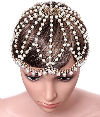 Amazon.com: BABEYOND Vintage 1920s Crystal Flapper Cap Headpiece ...