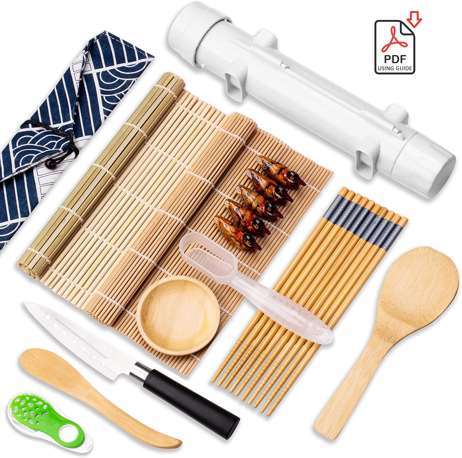 Amazon.com | Sushi Making Kit, 21 Pcs All In One with Sushi Bazooka ...
