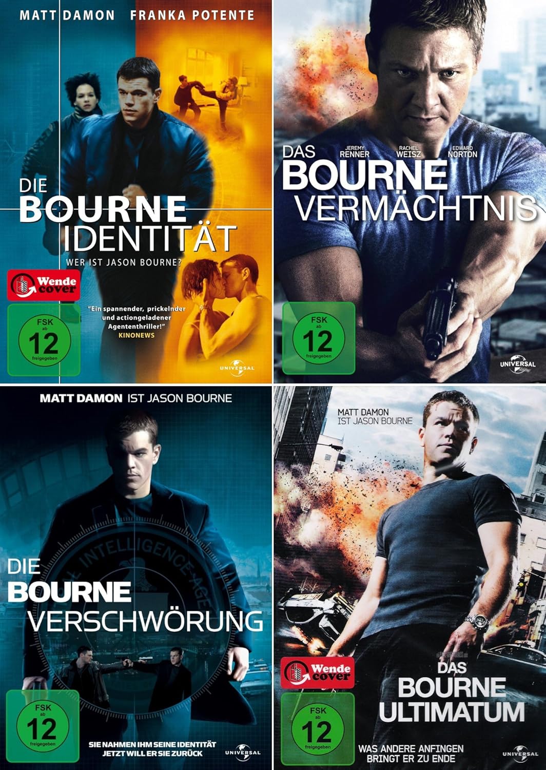 Die komplette Bourne Collection - Identität + Vermächtnis + Ultimatum + Verschwörung 4-DVD Kein ...