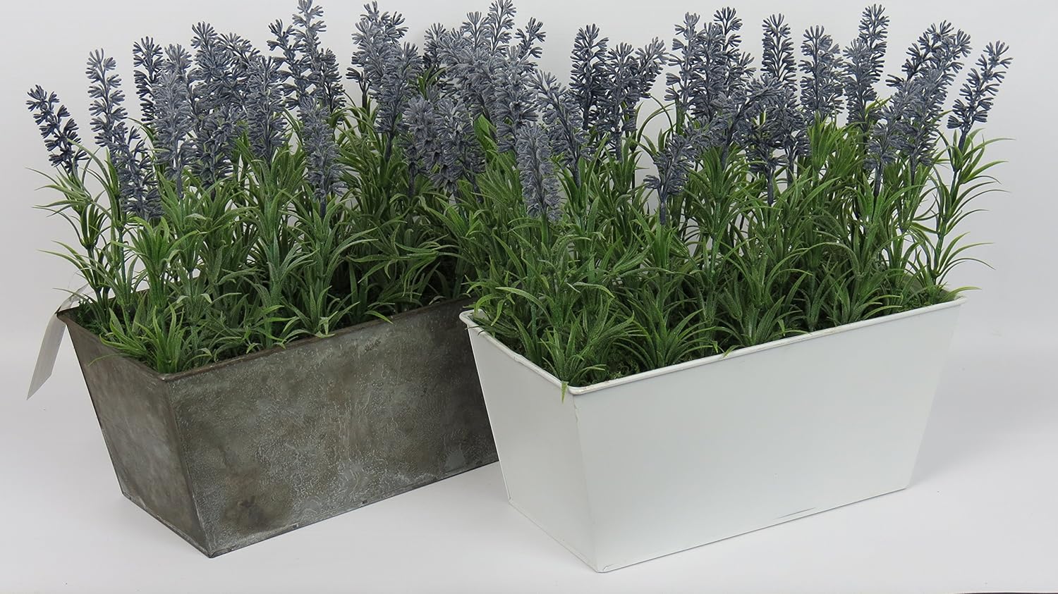 Artificial Lavender in White Tin Planter (Window Box) 30cm – BigaMart