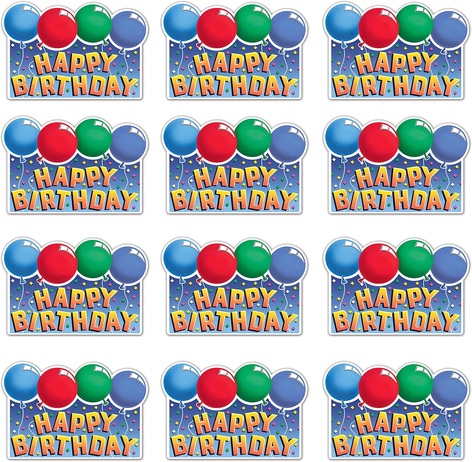 Amazon.com: Beistle 12 Piece Colorful Glittered Paper Happy Birthday ...