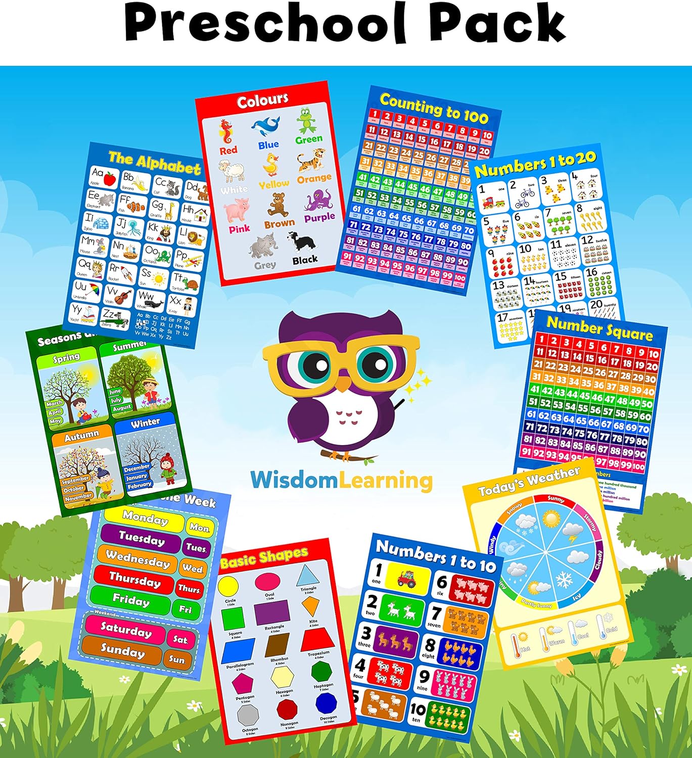 PRESCHOOL EDUCATIONAL GLOSSY POSTERS for Kids, Toddler, Nursery ...