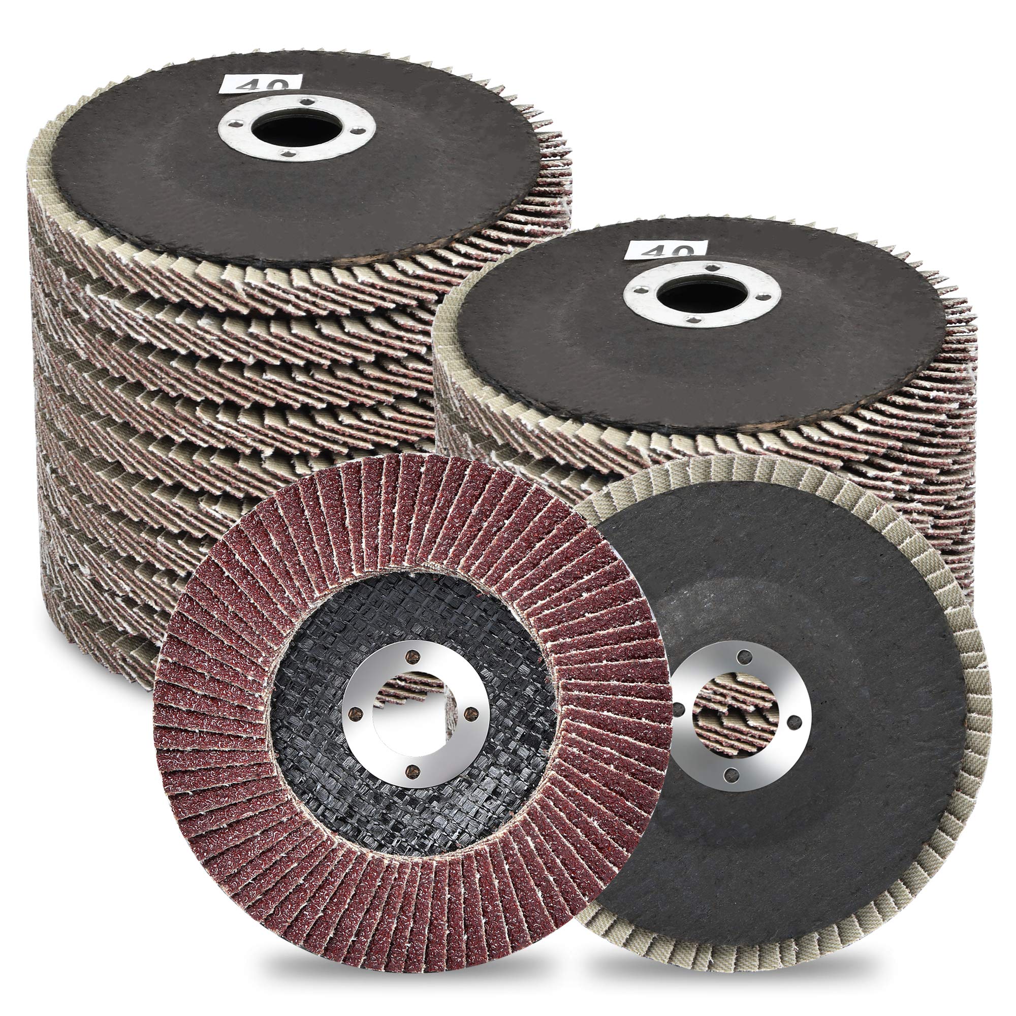 4 Inch Flap Discs, Akamino 20 PCS 40 60 80 120 Grit Assorted Sanding Pad for Angle Grinder ...