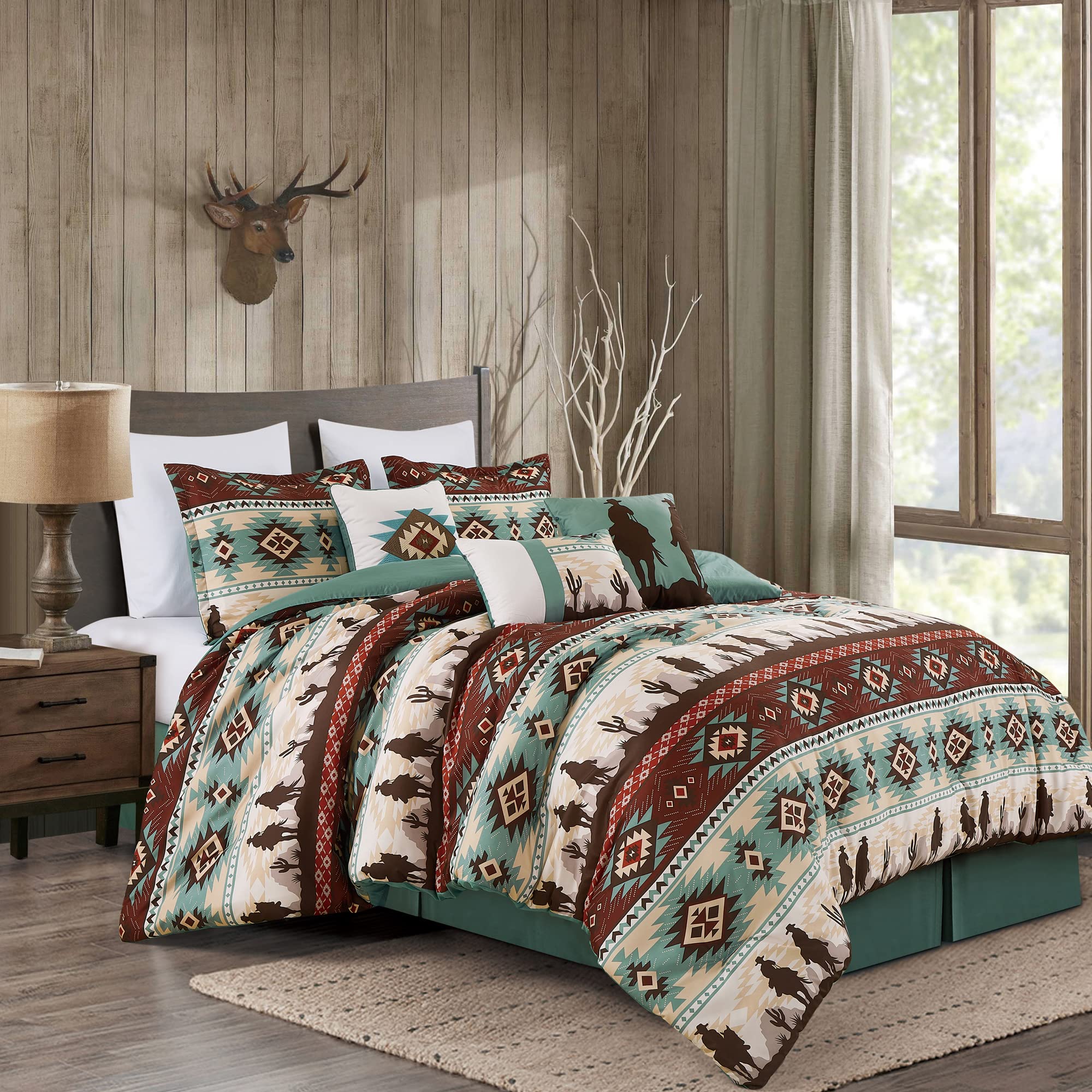 Chezmoi Collection Dune 7 Piece Southwestern Cowboys Aztec Comforter Chezmoi Collection Dune 7 Piece Southwestern Cowboys Aztec Comforter