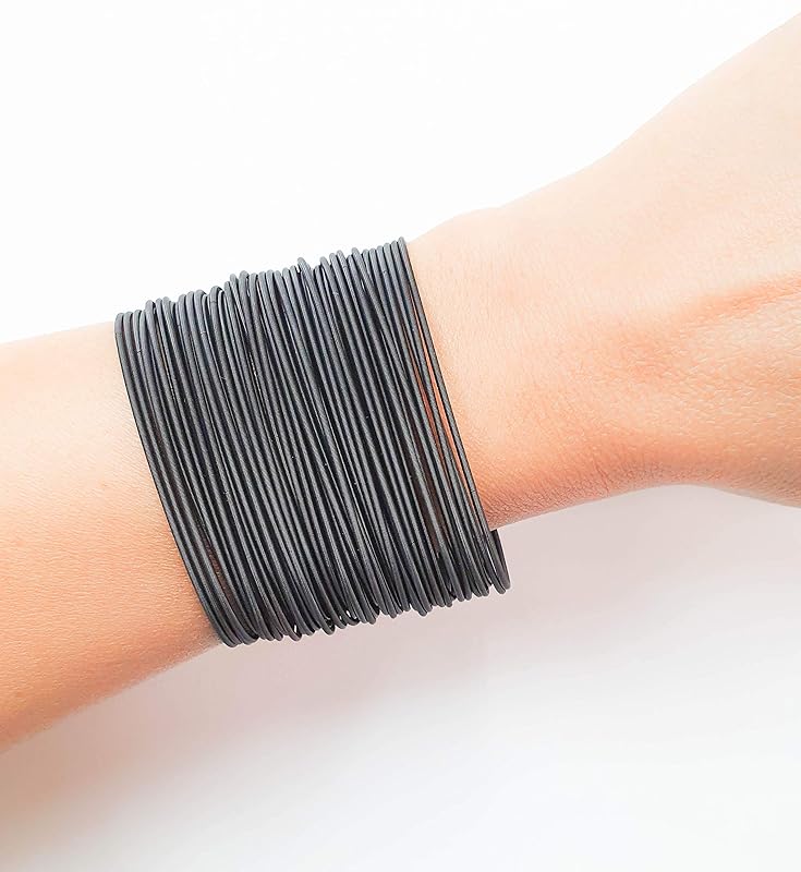 Amazon.com: Black Guitar String Coil Dark Spring Bracelets Flexible ...