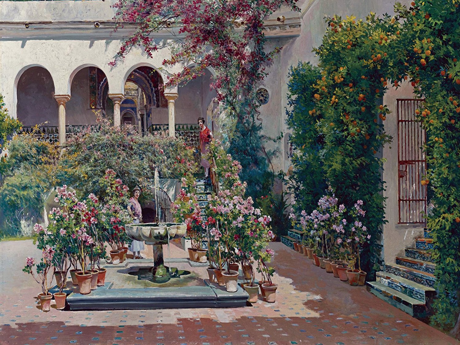 COURTYARD IN SEVILLE by M. Rodriguez Tile Mural Kitchen Backsplash ...