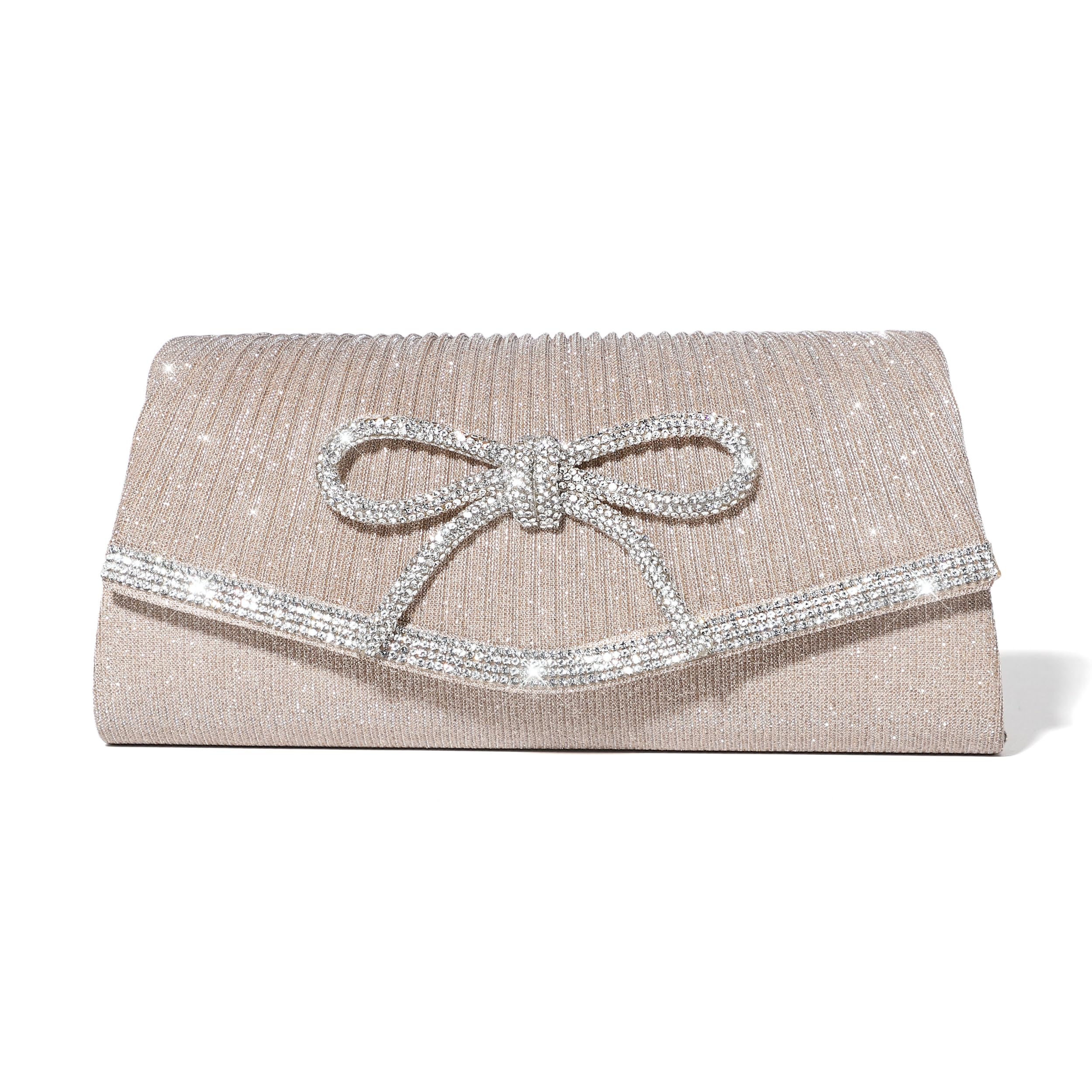 Trisapu Bow Evening Bag Sparkly Clutch Purses for Women Wedding Glitter ...