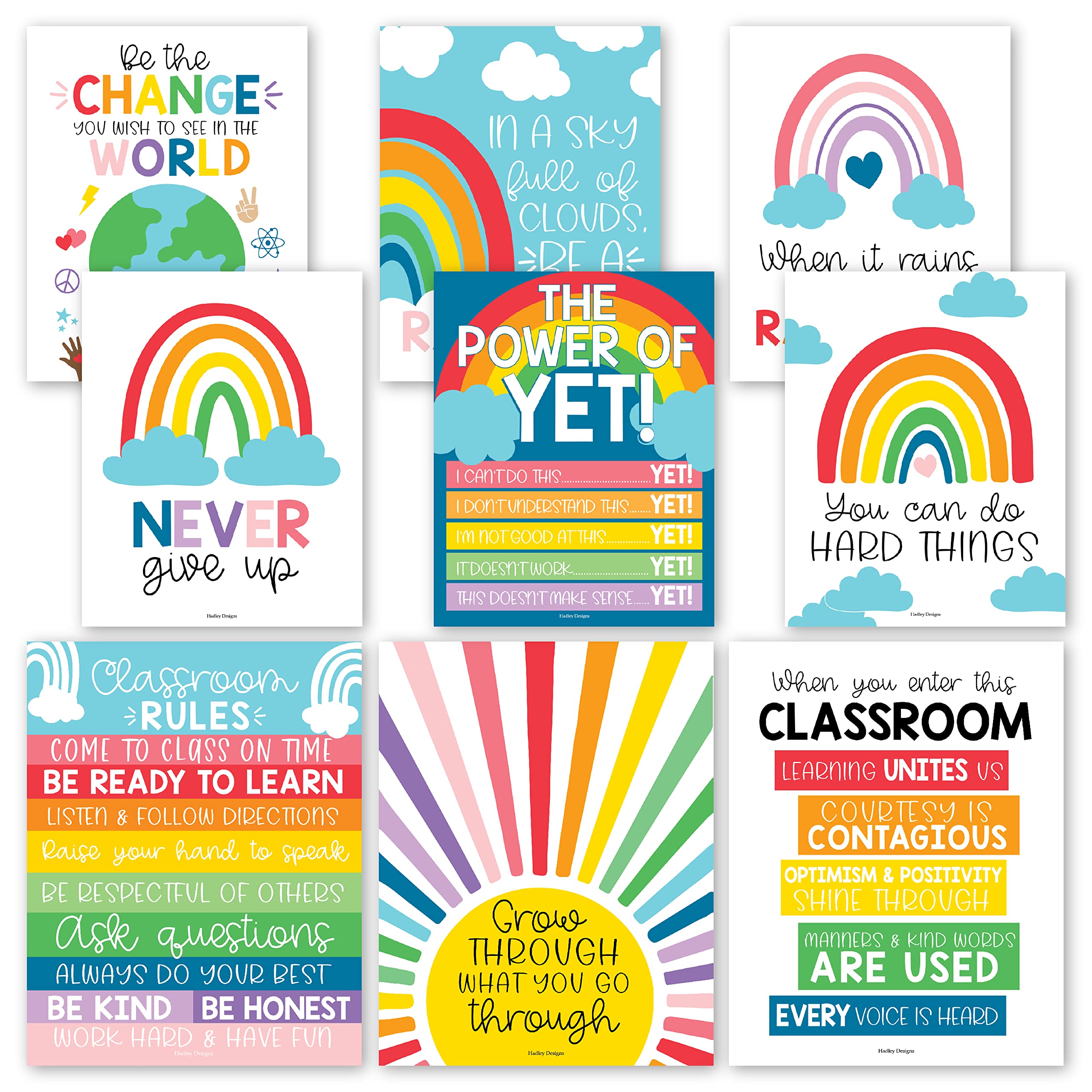 Mua Hadley Designs 9 Rainbow Classroom Decor Signs, Welcome Sign For ...