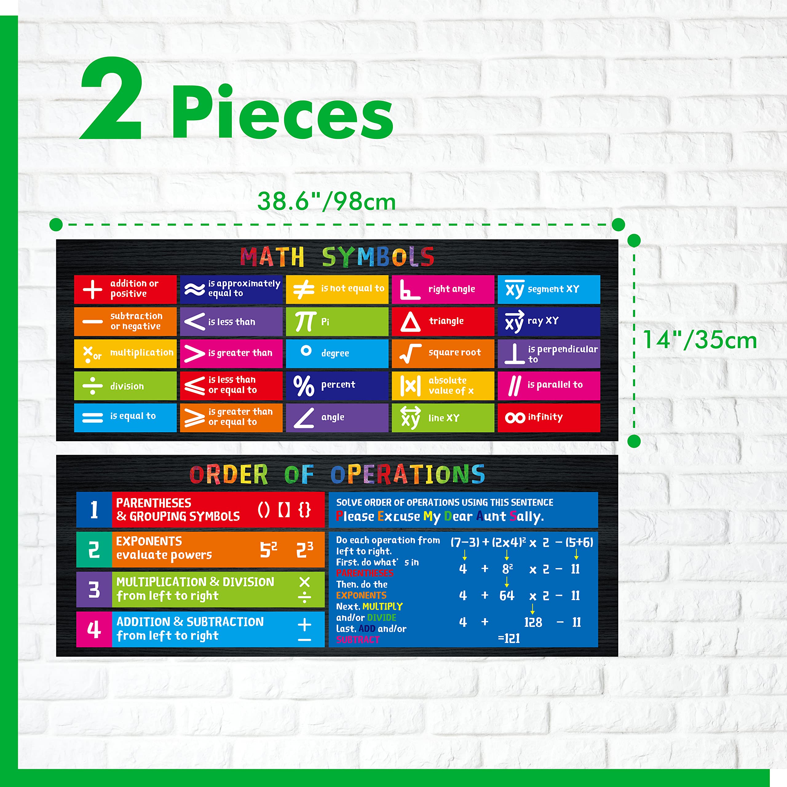 Mua Math Symbols Poster, 2 PCS Large Math Symbols Order of Operation ...