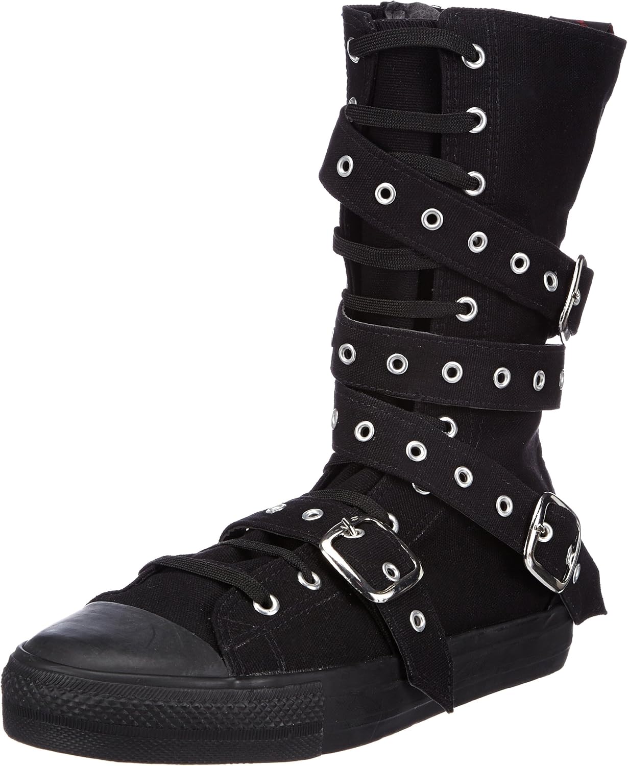Amazon.com | Pleaser Demonia Deviant-204 Sneaker Boot, Black Canvas ...