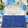 Amazon.com: Royal Blue Sequin Table Skirts for rectangle tables 6ft Sparkle Party Tablecloth ...
