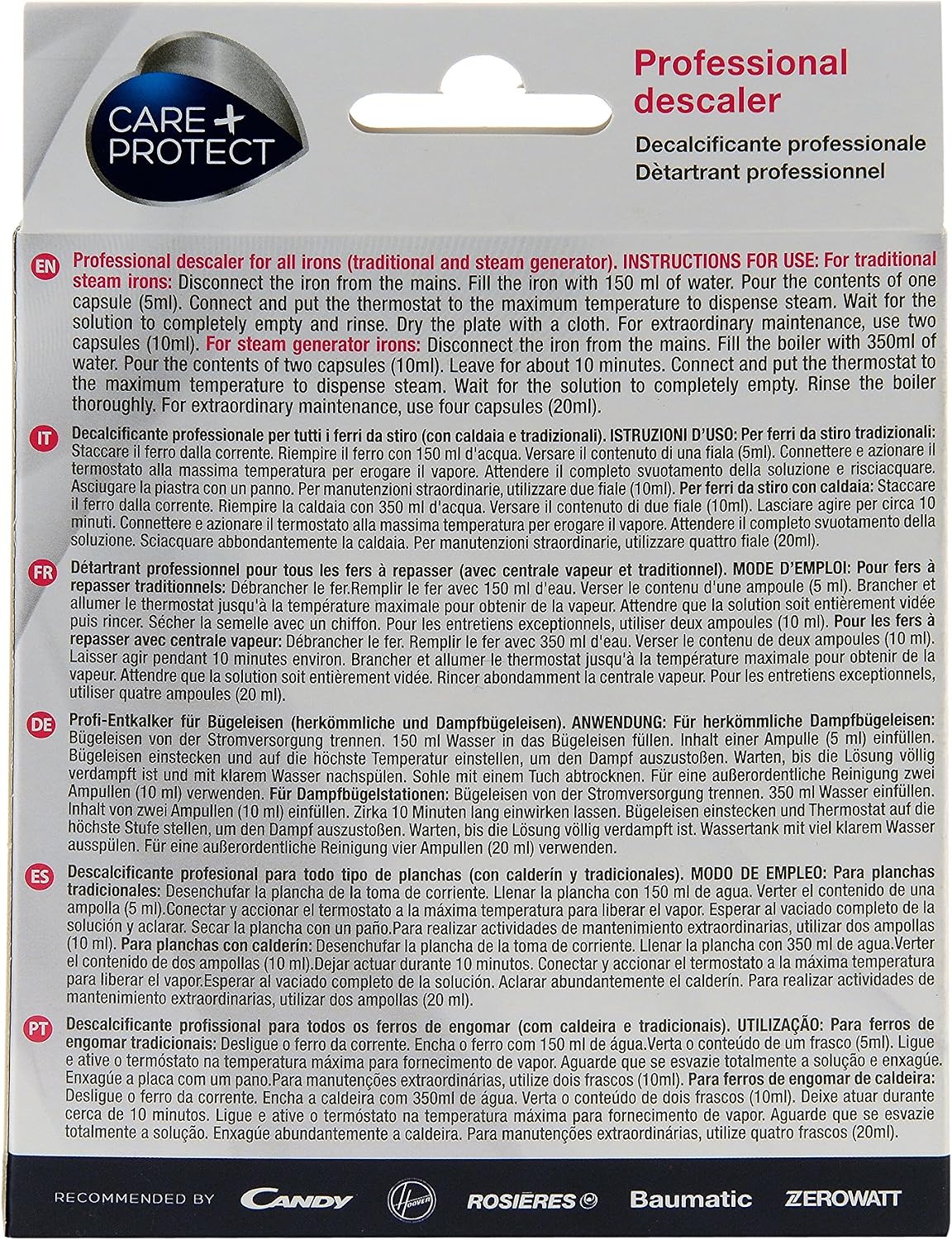 Care + Protect Iron Liquid De-scaler 12x Single doses, White – BigaMart