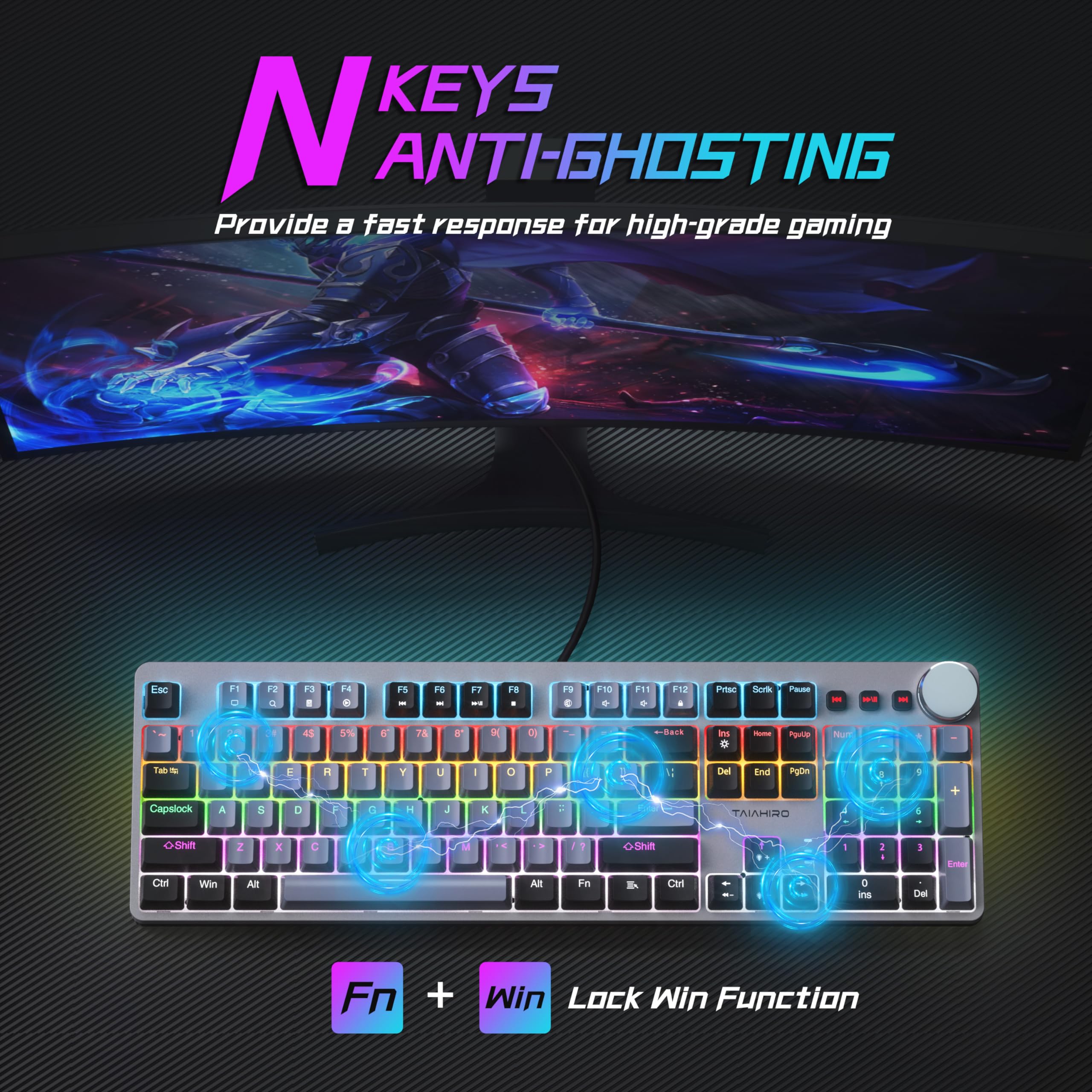 Mua Mechanical Gaming Keyboard, RGB Backlit 104 Keys Full Size Keyboard ...