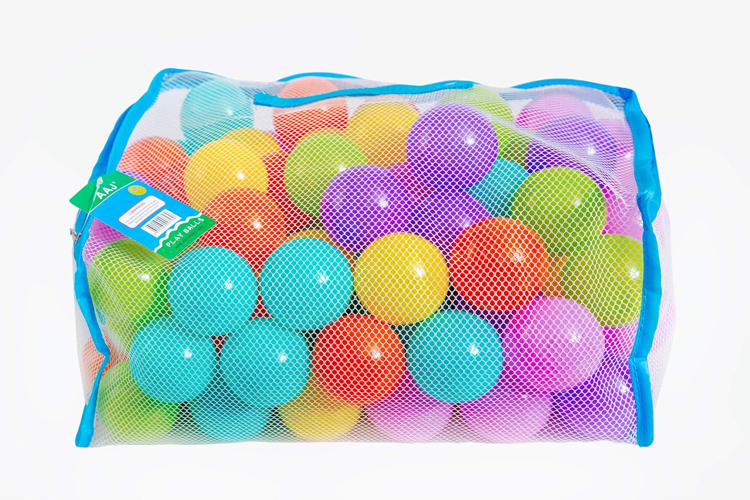 AAJ 100 Multi Coloured Plastic Playballs (in Mesh Carry Bag with Handle ...