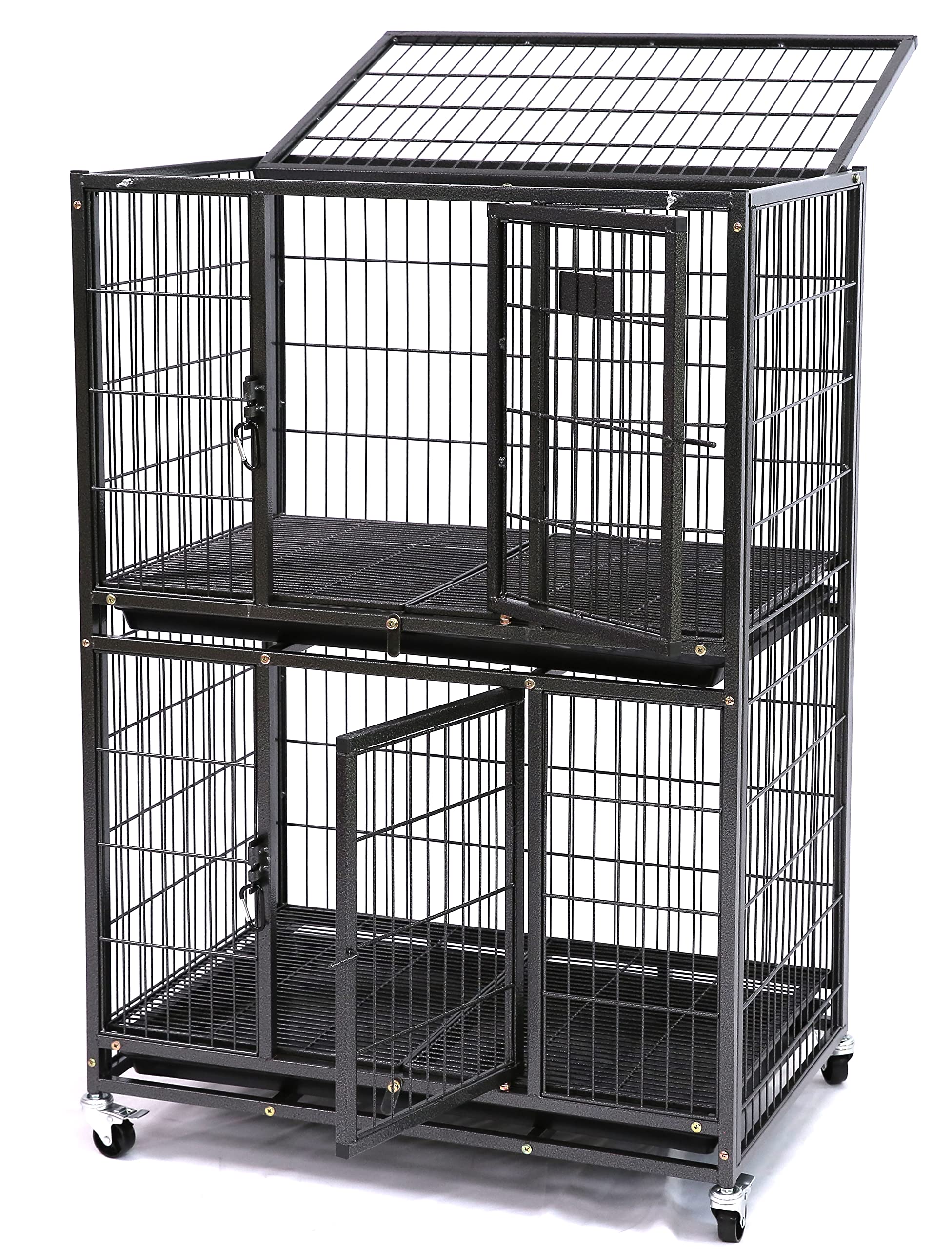 Homey Pet 31 Inch Stackable Heavy Duty Dog Crate Cage Kennel with Four ...