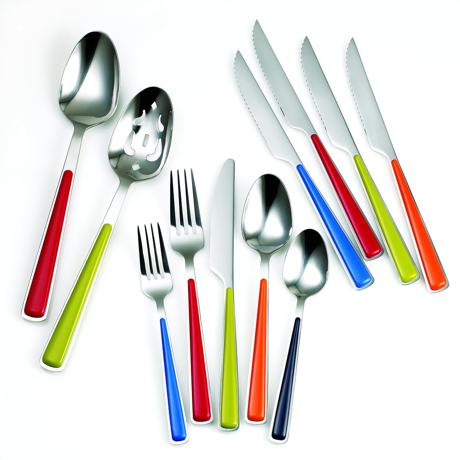 Fiesta Merengue 50 Piece Flatware Set with Steak Knives, Silver the ...