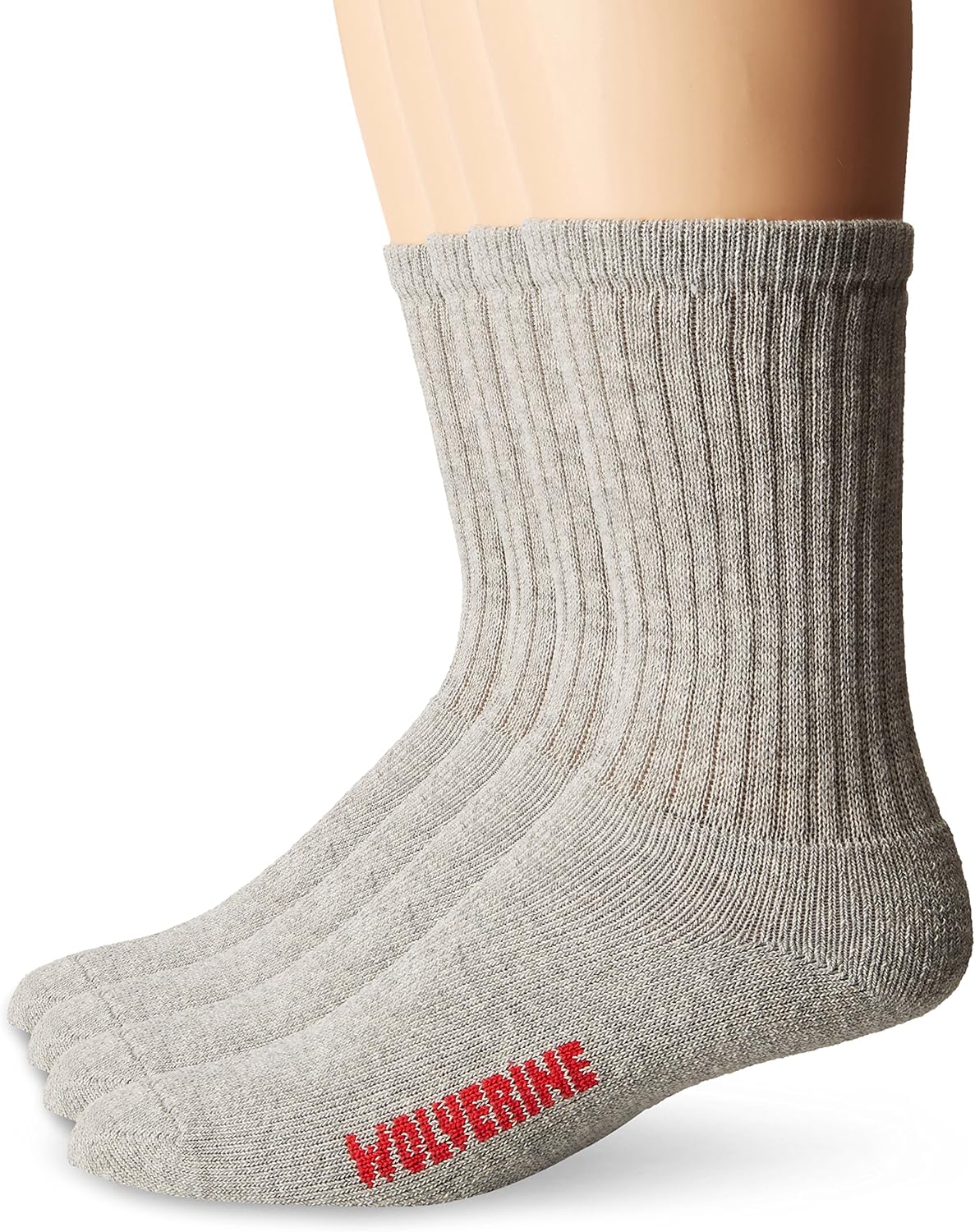 Wolverine Men's 4 Pack Crew Rib Stay Up Top Band Socks, Gray, Large ...