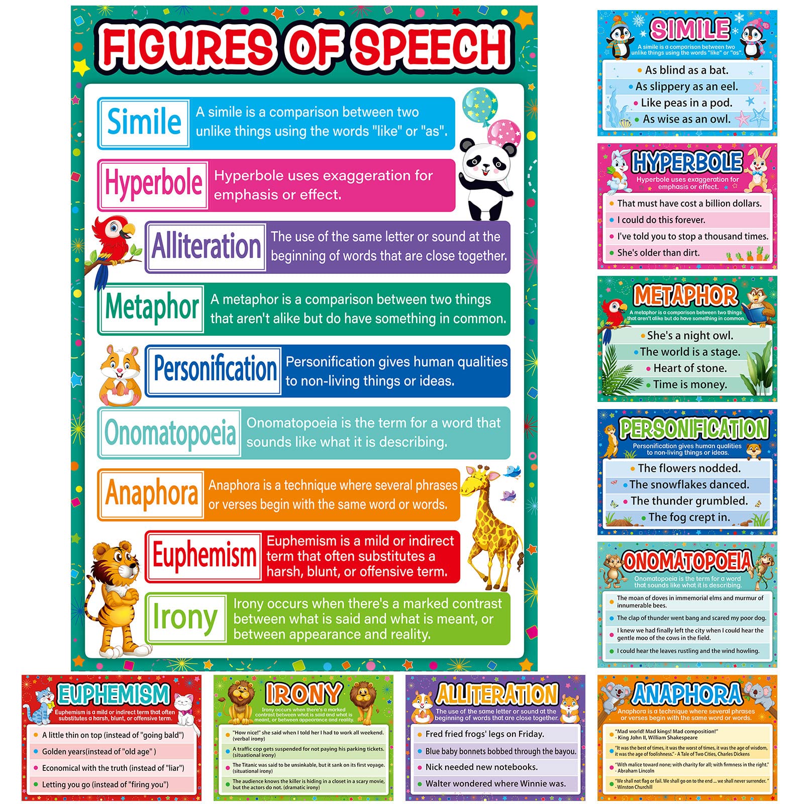 Mua 10 Pieces Classroom Reading Posters Figures of Speech Posters ...