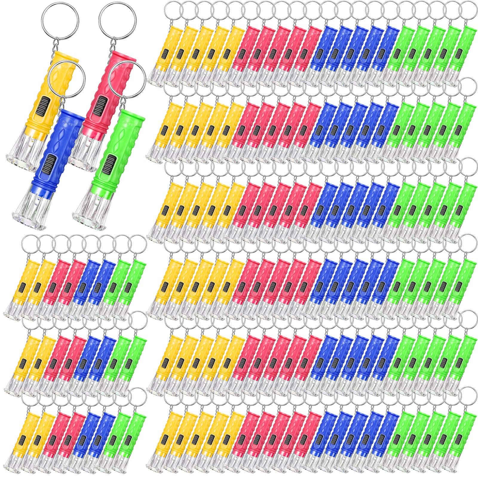 Jexine 150 Pcs Mini Flashlight Keychain, Assorted Colors Portable LED ...