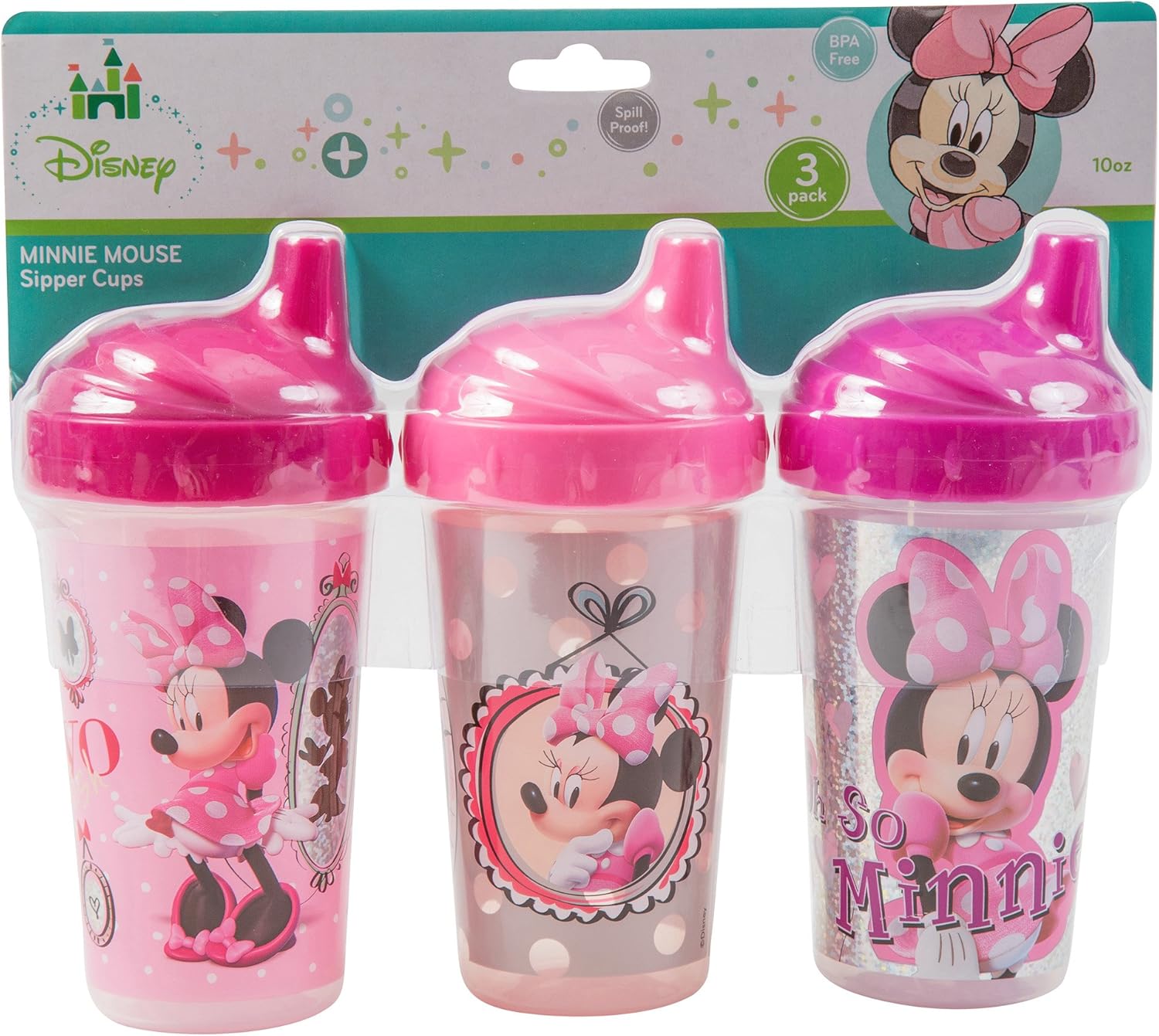 Disney Minnie Mouse Sippy Cups, Pink, 3 Count: Amazon.com.mx: Bebé