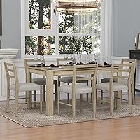 Amazon.com - LUMISOL 7 Piece Dining Table Set with 6 Chairs Farmhouse ...