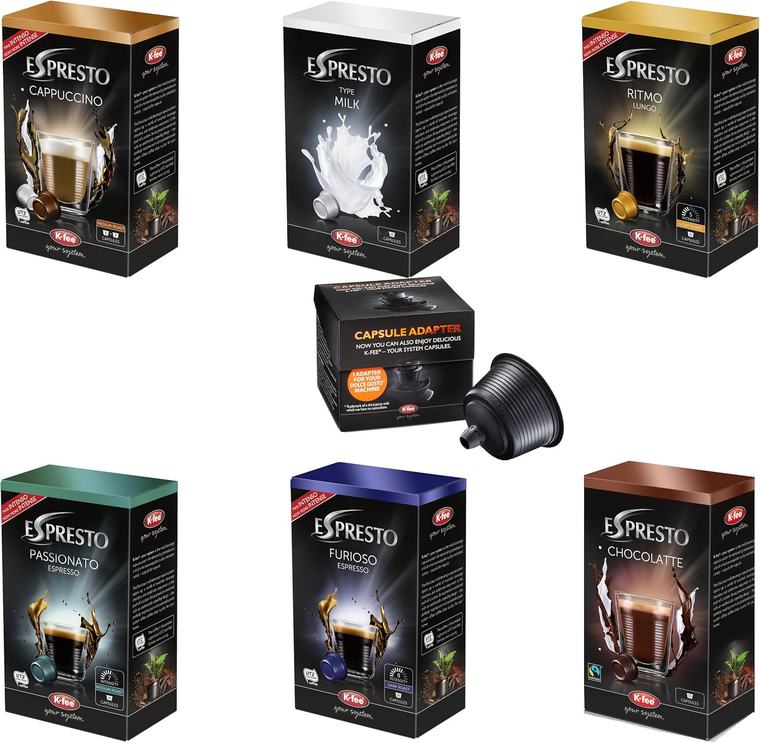 K-fee Espresto Set All in One, Toutes les Variétés, Capsules, Lot de 6 ...