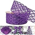 Amazon.com: HUIHUANG Purple Wired Ribbon, 2-1/2 inch, Glitter Diamond ...
