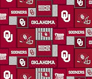 Amazon.com: University of Oklahoma Fleece Blanket Fabric-Oklahoma ...