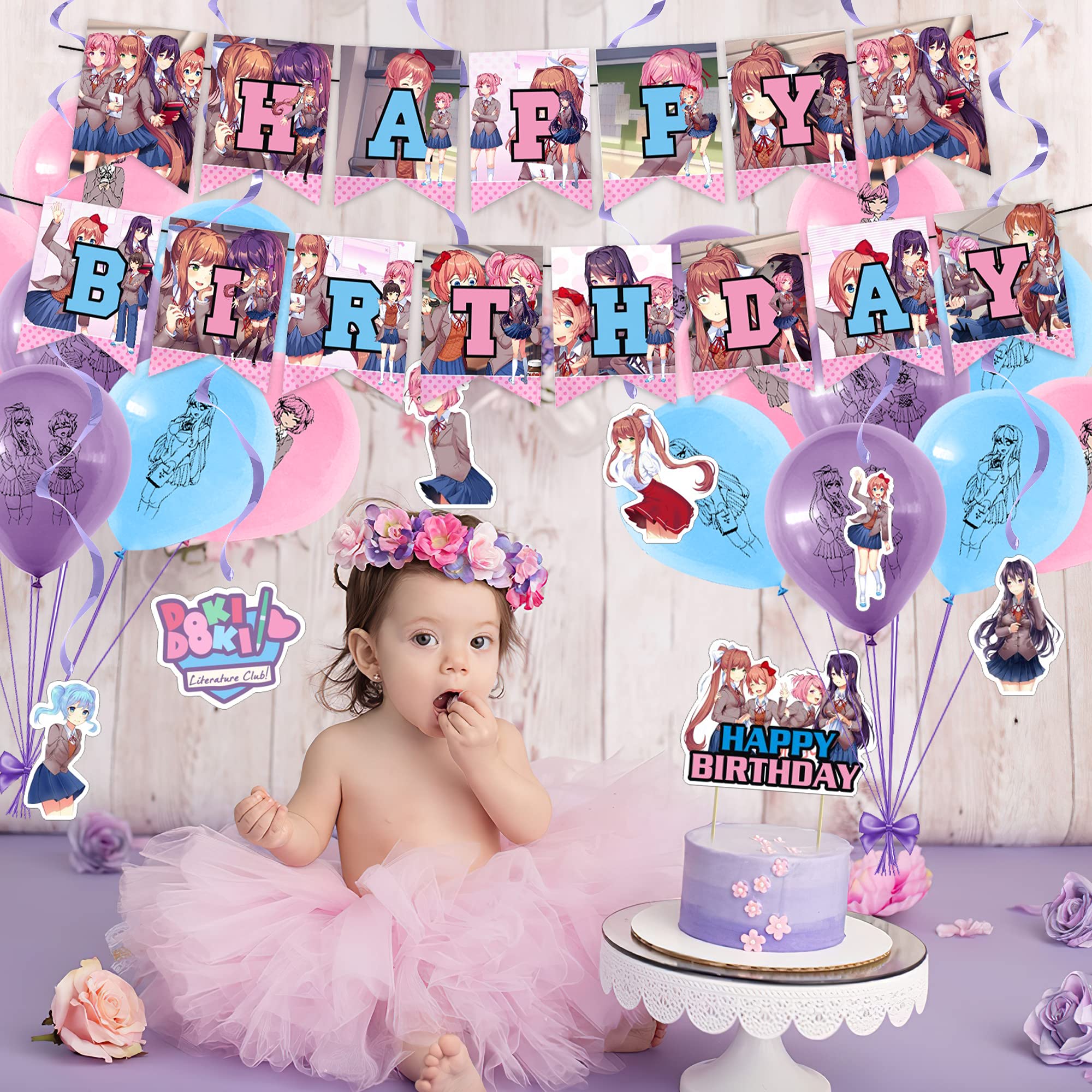 Mua Doki Party Supplies, Doki Anime Game Theme Birthday Party ...