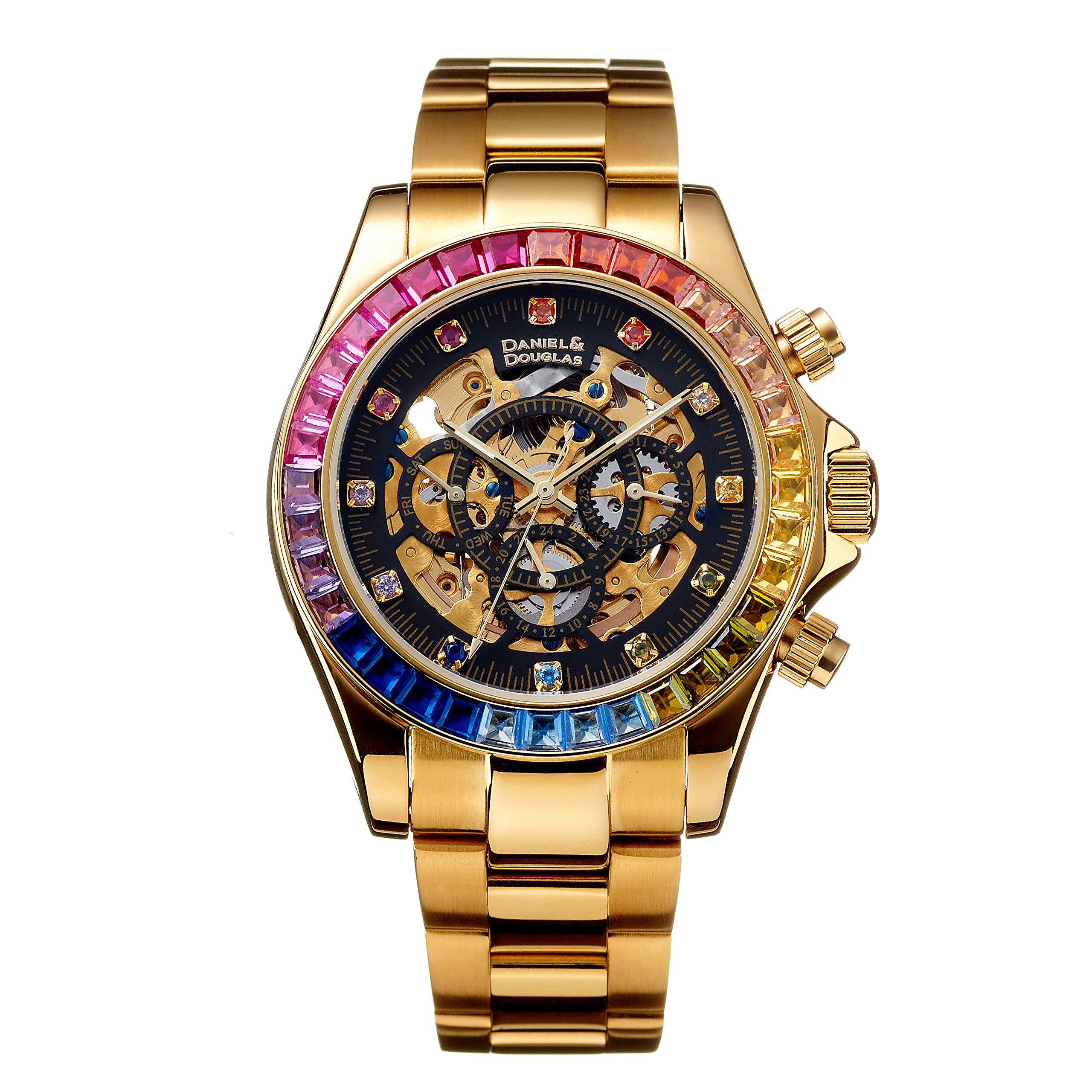 Mua [ダニエルアンドダグラス] 腕時計 DD8802DG オートマチック DANIEL&DOUGLAS ゴールド ブラック 機械式 自動巻き ダイヤモンド 時計 メンズ trên ...