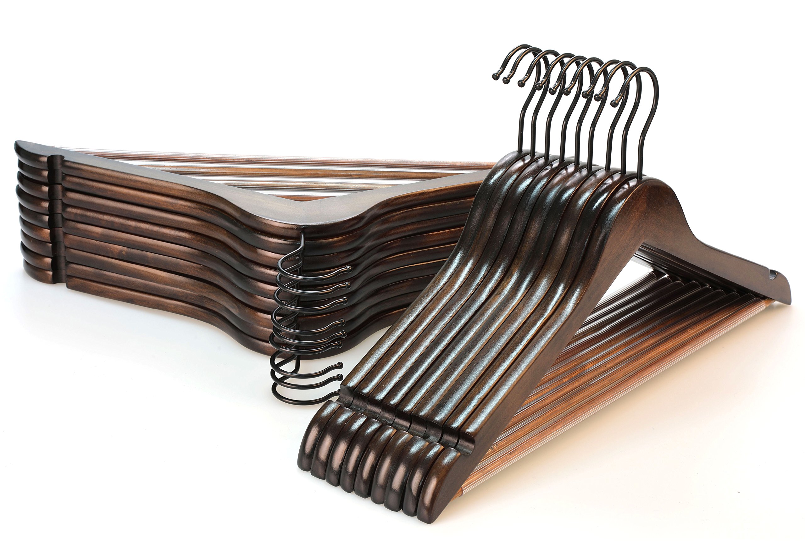 TOPIA HANGER Heavy Duty Wood Coat Hangers in Smooth Retro Finish ...