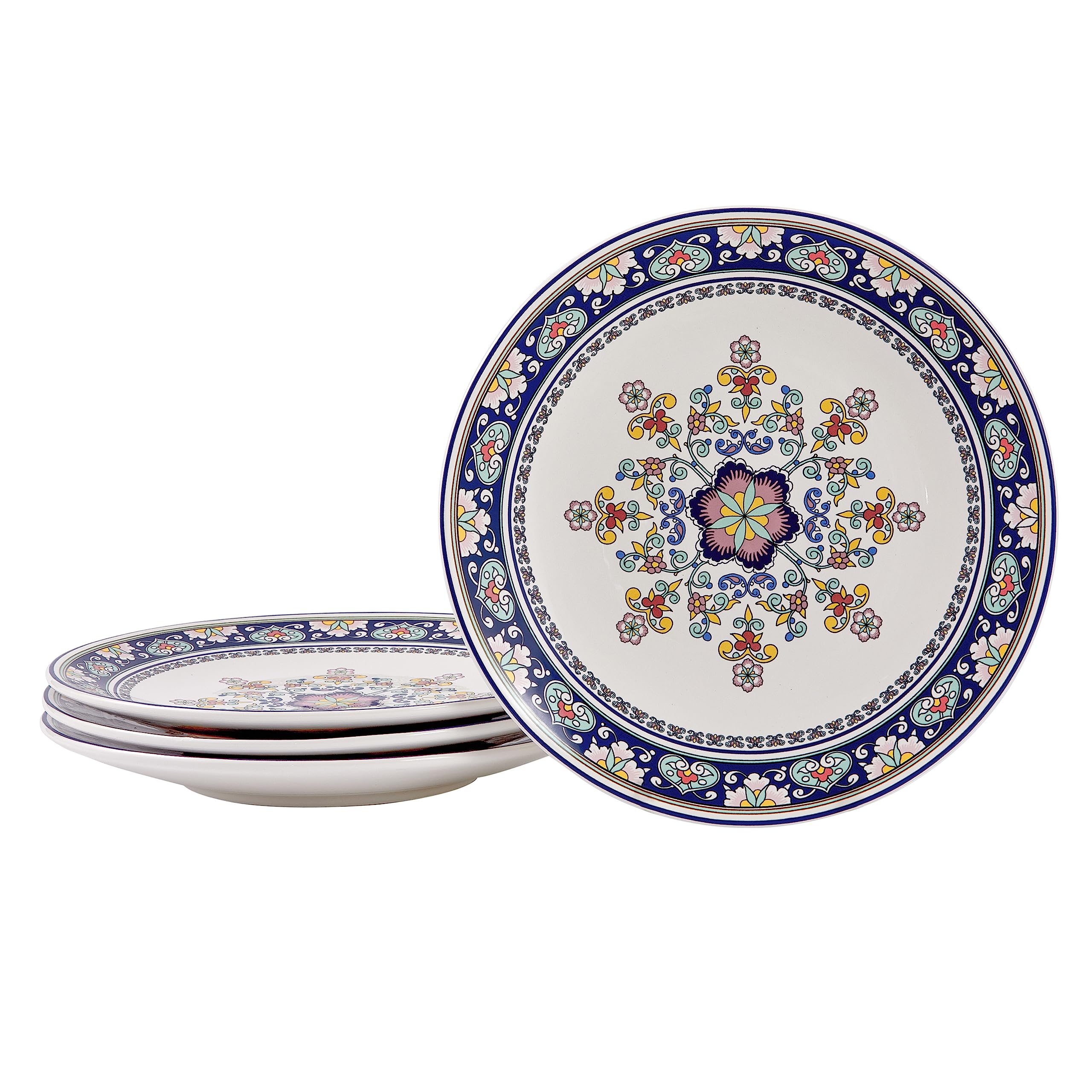 Bico Mandala Kaleidoscope Dinner Plates Set of 4, 11 Inch Large Ceramic ...