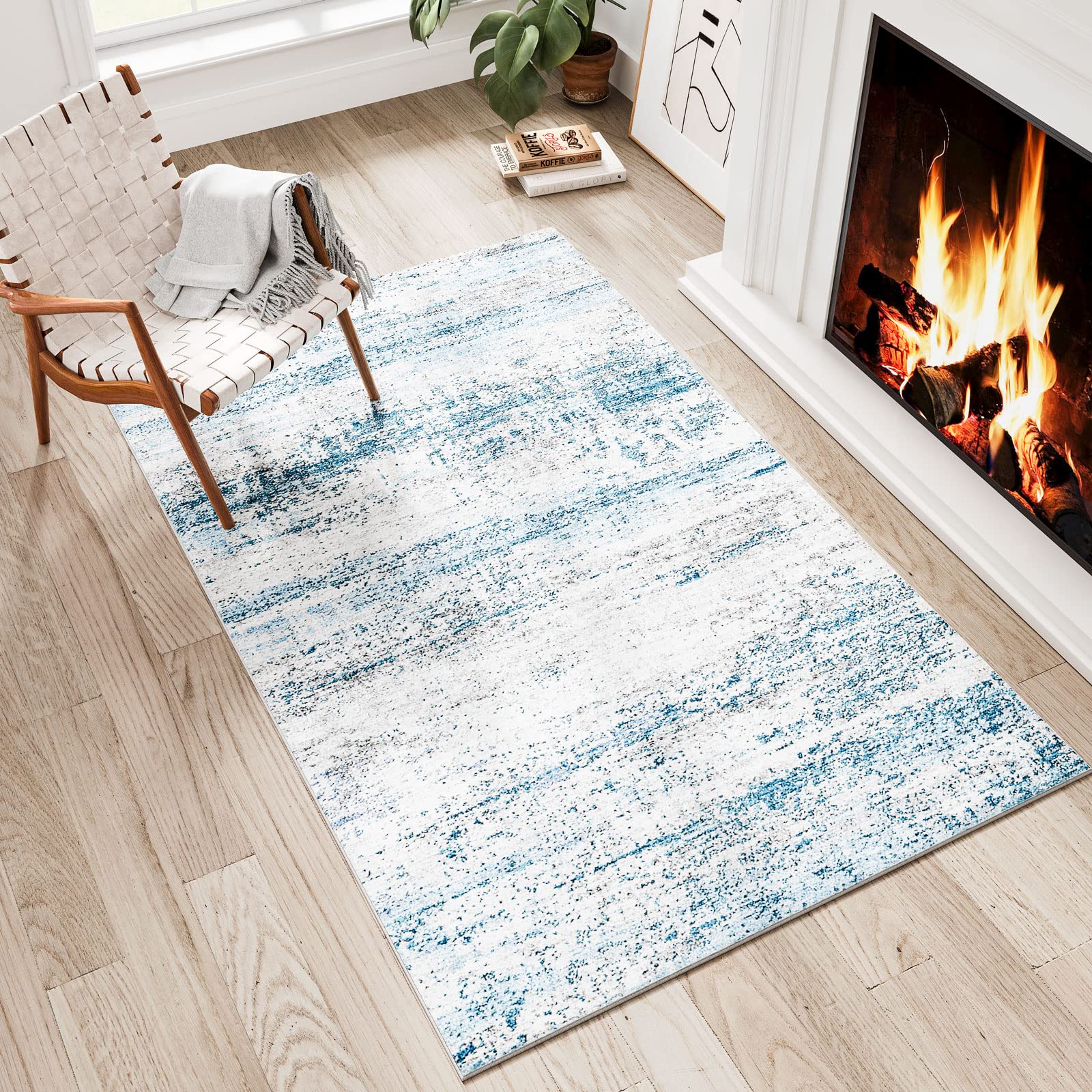 Dripex Faux Rabbit Fur Small Area Rug, 2x3 Washable Coastal Blue Fluffy ...