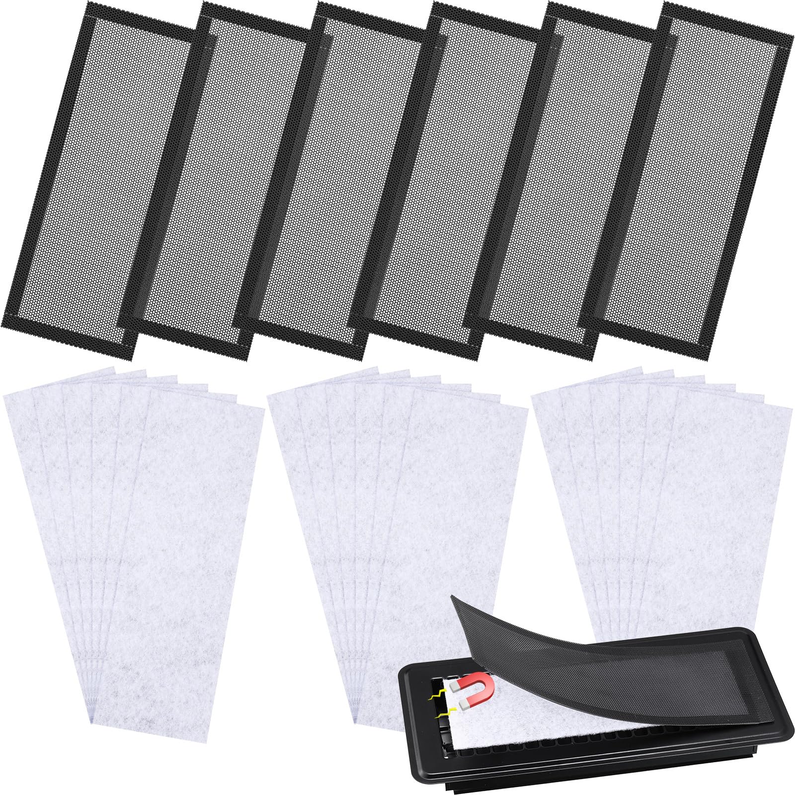 LOYIM 6 Pcs Magnetic Floor Vent Covers 4"x10" PVC Vent Screen Trap Mesh ...