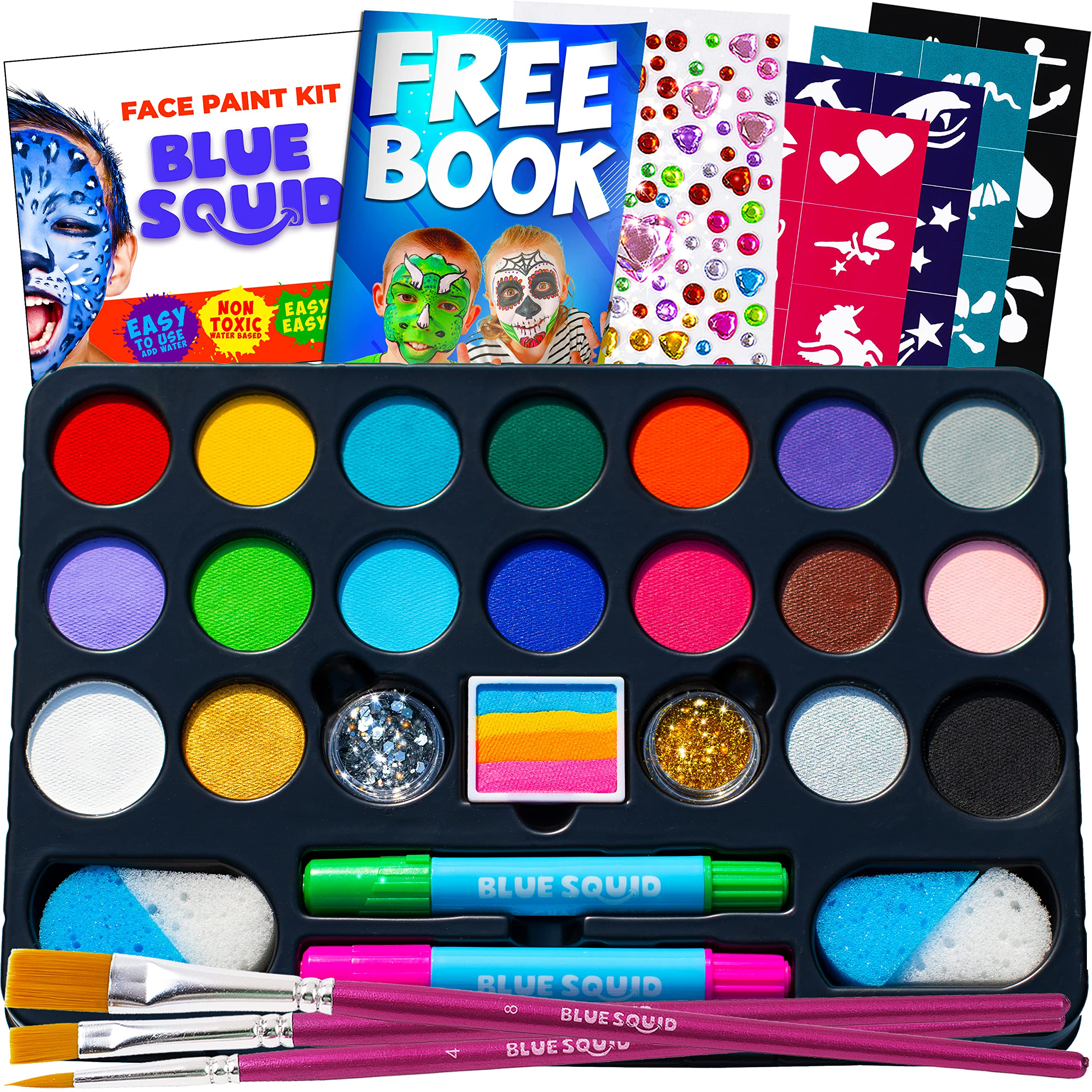 Mua Blue Squid Face Painting Kit for Kids – 22 Colors 160pc Ultimate ...