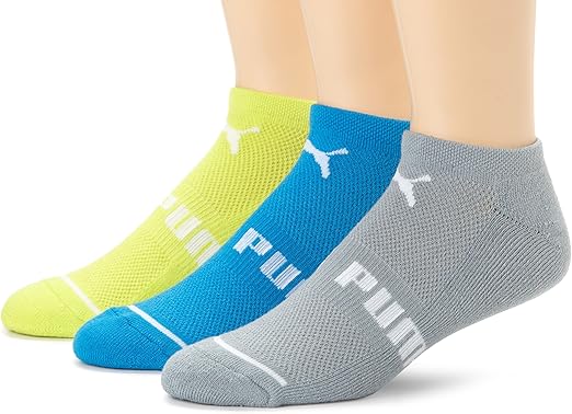Puma Men's 3 Pack Runner Sorbtex Socks, Grey/Blue/Green, Size 10-13 at ...