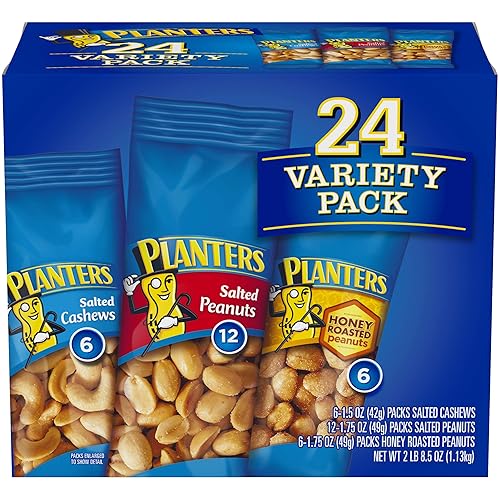 PLANTERS Variety Packs (Salted Cashews, Salted Peanuts & Honey Roasted ...