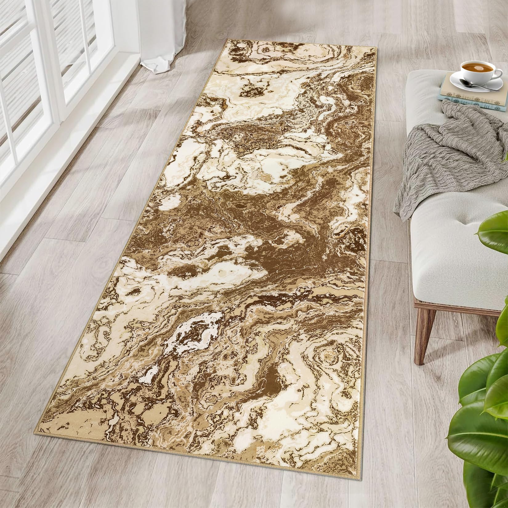 CAROMIO Modern Marble Runner, Washable Kitchen Rug Abstract Marble ...