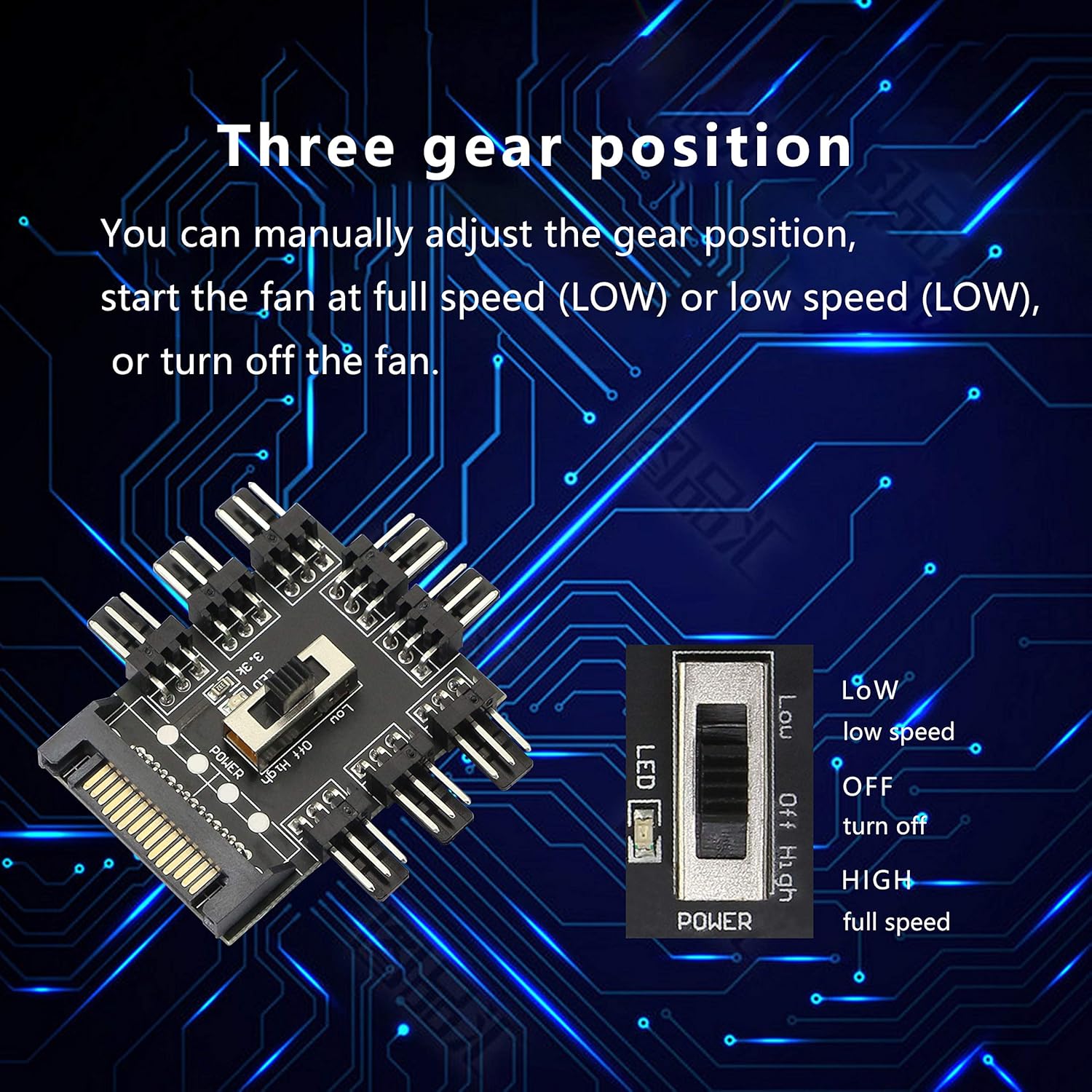 Honglei 8 Way Cooling Fan Hub Splitter,Gelrhonr 12V 3-Pin Motherboard ...