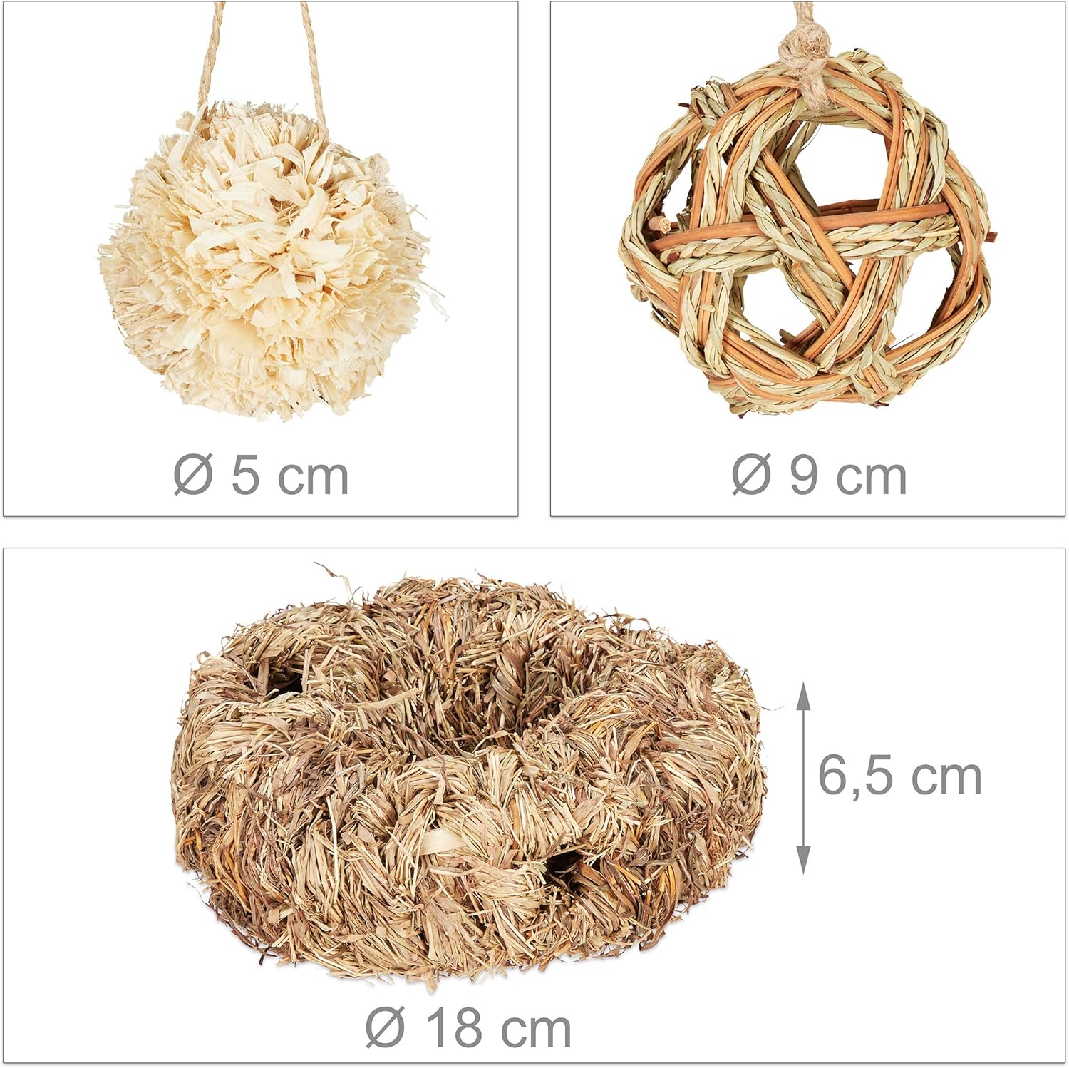 Relaxdays Hamster accessories set, 5 pieces, grass tube & 4 balls, cage ...