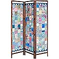 Amazon.com: Room Divider Wood Floor Screen Partition - Sari Patchwork ...