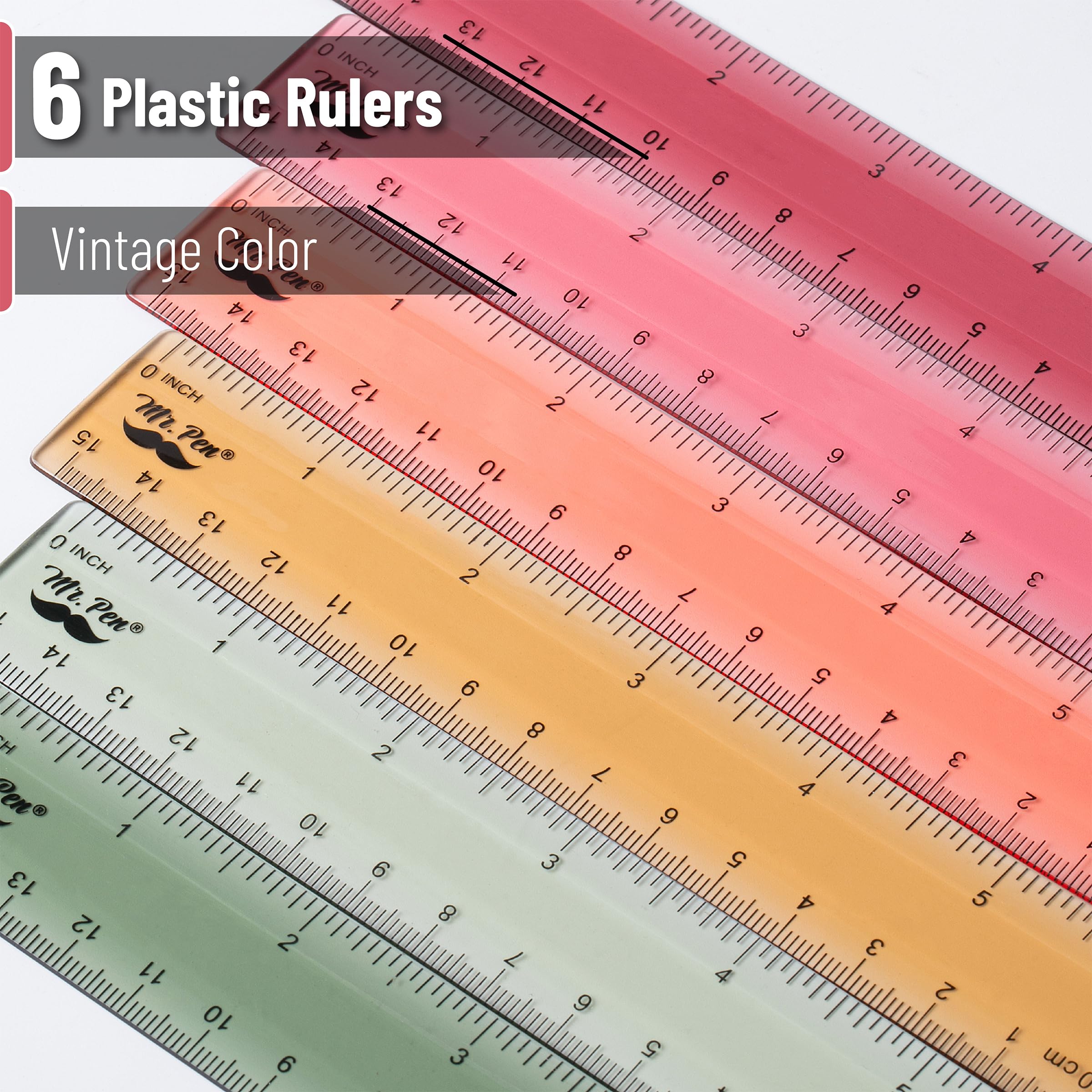 Mua Mr. Pen- Plastic Ruler Set, 6 Pack, 6 Inch, Vintage Colors, Easy-to ...