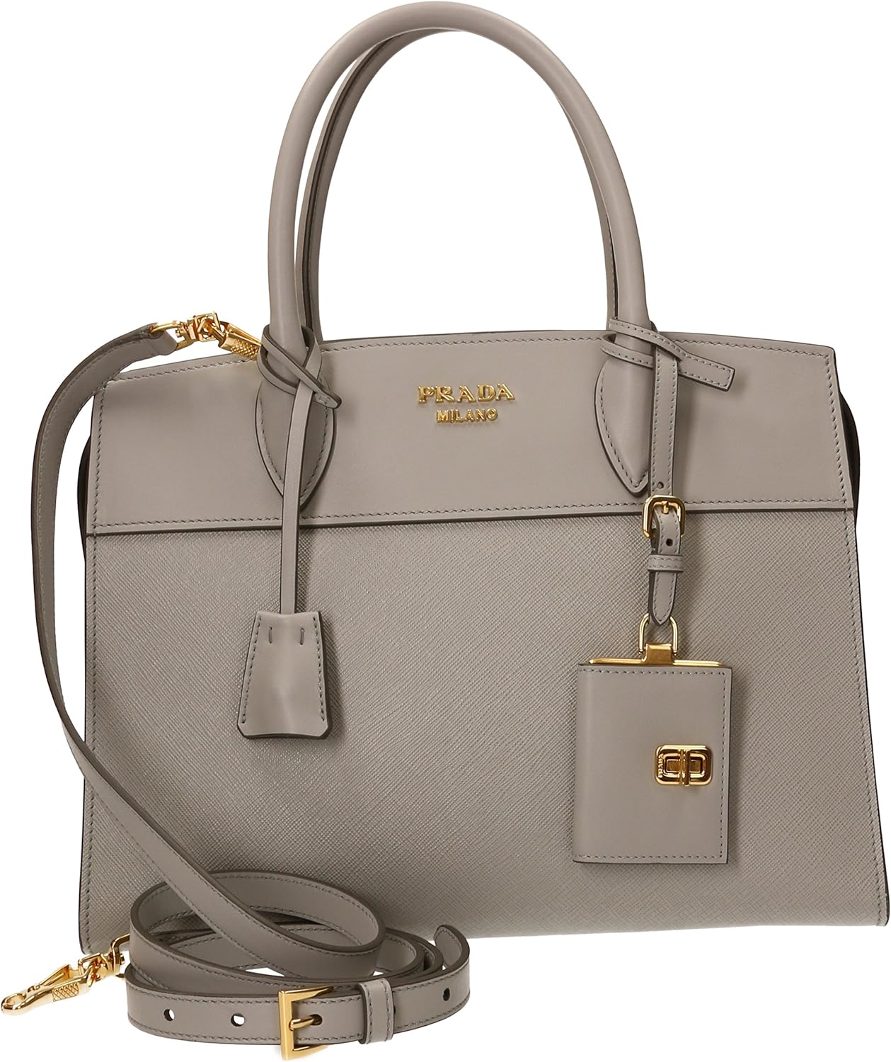 Handtasche Prada Damen Leder Grau und Gold 1BA046NUBE Grau 15x21.5x29.5 ...