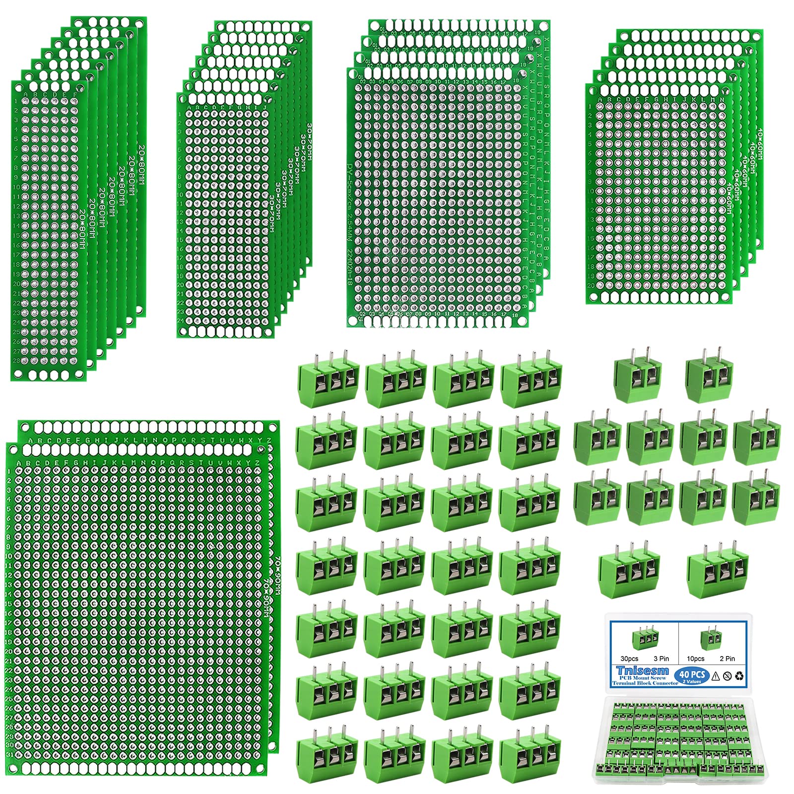 Mua Tnisesm 72Pcs 5 Vaules Double Sided PCB Board Prototype Kits,40Pcs ...